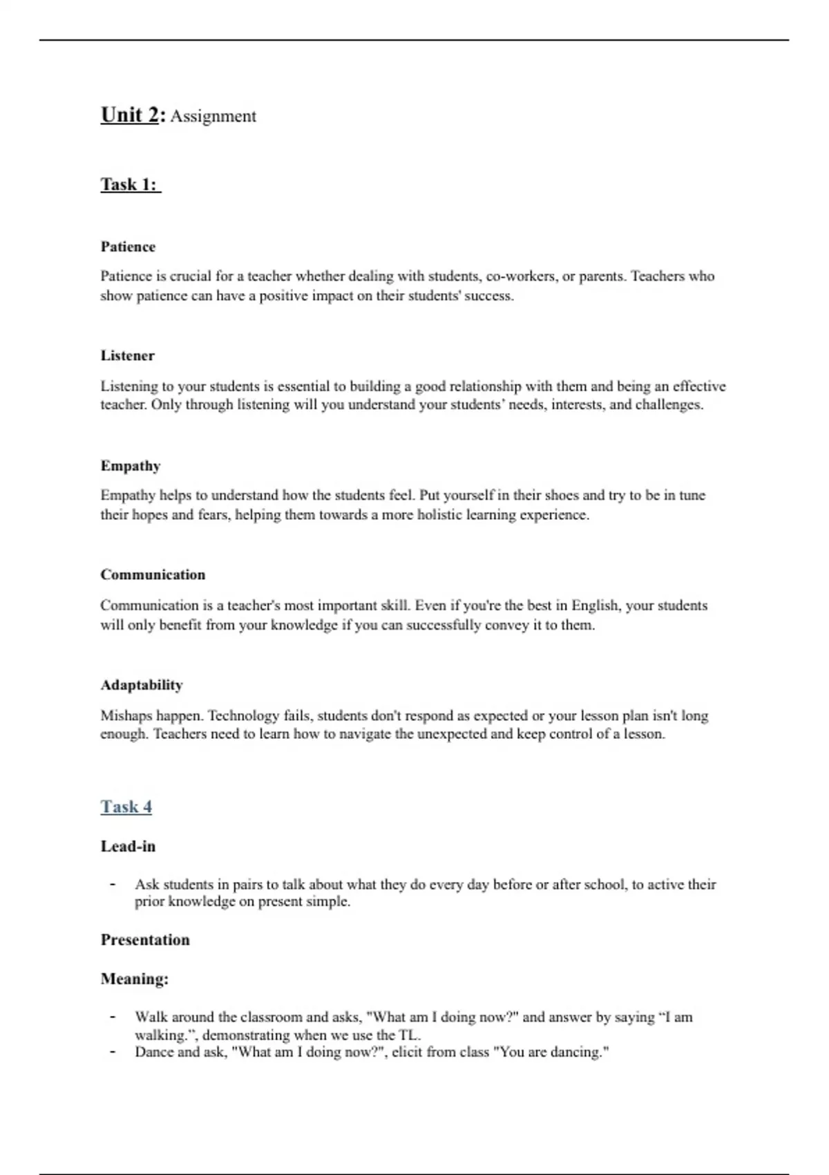 TEFL.ORG METHODOLOGY UNIT 2 ASSIGNMENT - PRESENT CONTINUOUS - TEFL ...