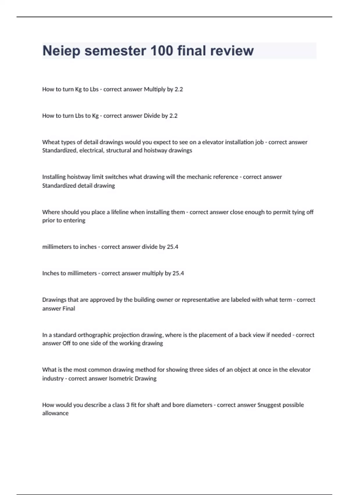 PACKAGE DEAL OF NEIEP QUESTIONS WITH COMPLETE SOLUTION 2023/2024 ...