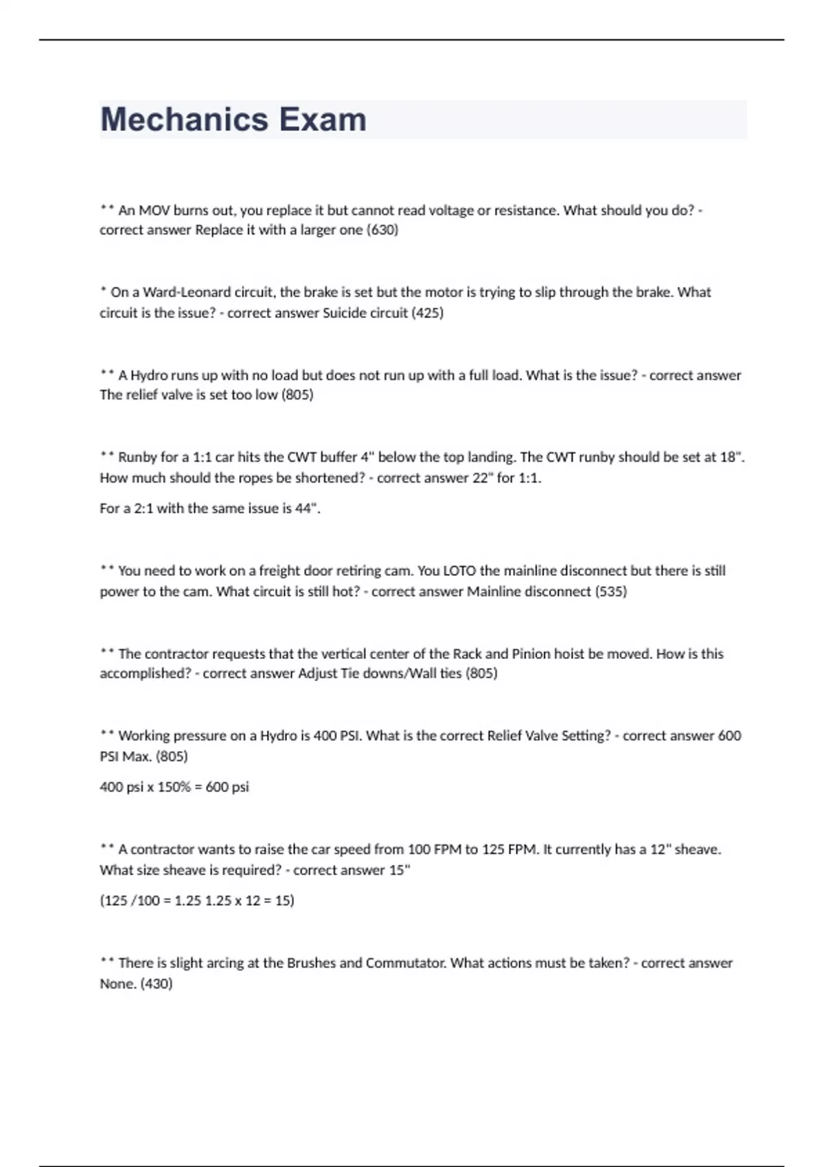 Mechanics Exam Question and answers 100% correct 2023/2024 - NEIEP ...