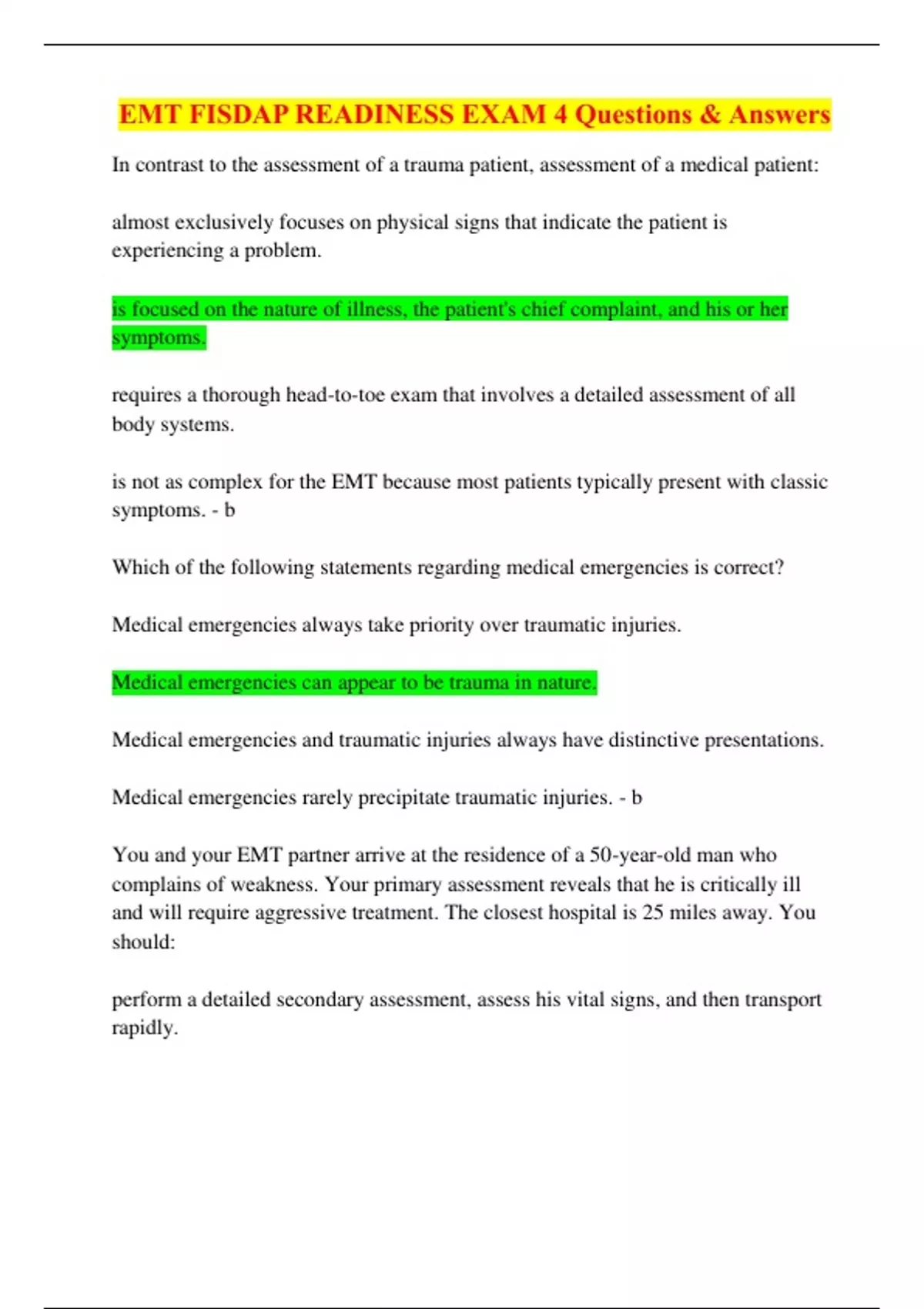 BUNDLE FOR EMT EAMS - Stuvia US