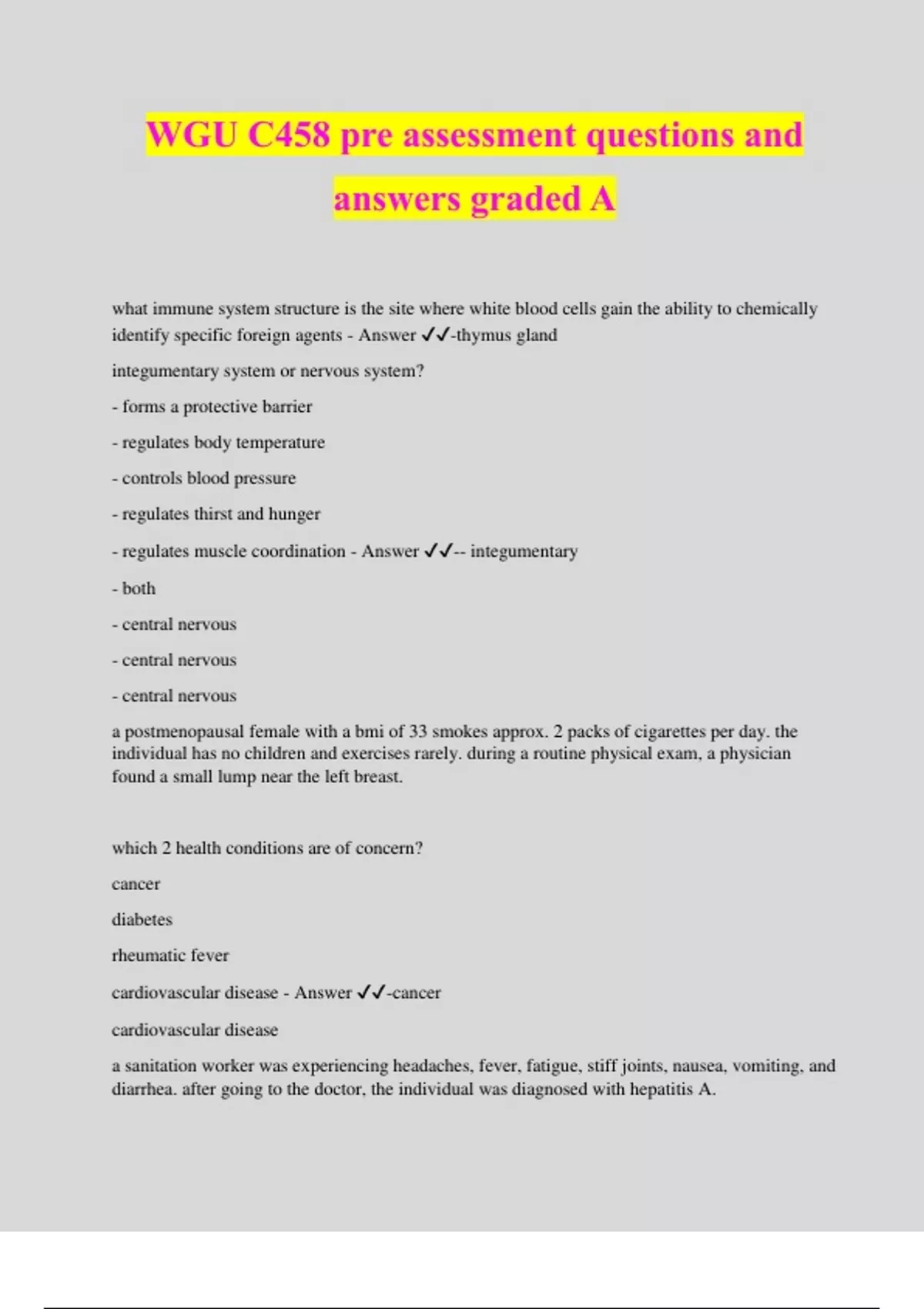 WGU C458 pre assessment questions and answers graded A - WGU C458 ...