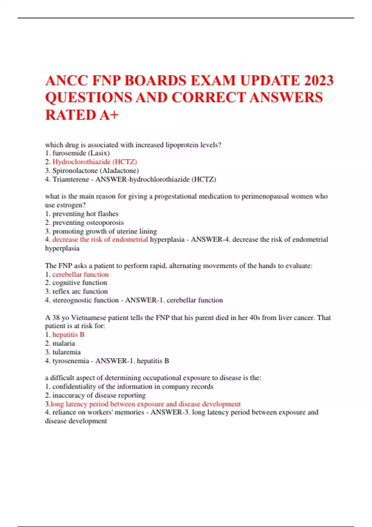 Ancc Fnp Boards Exam Update 2023 Questions And Correct Answers Rated A Ancc Fnp Stuvia Us