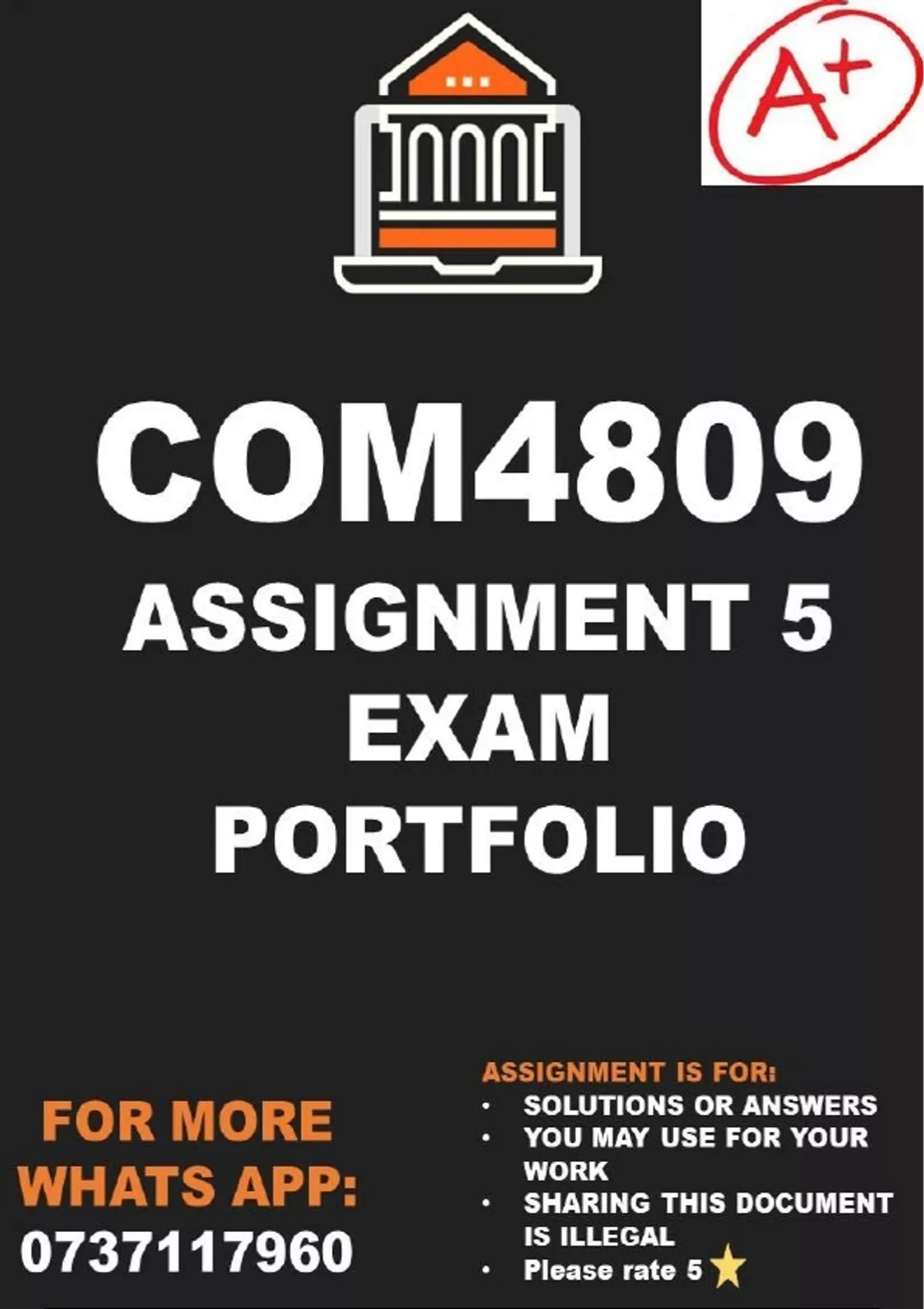 COM4809 Assignment 5 Examination portfolio (ANSWERS 2024) - COM4809 (COM4809) - Stuvia SA