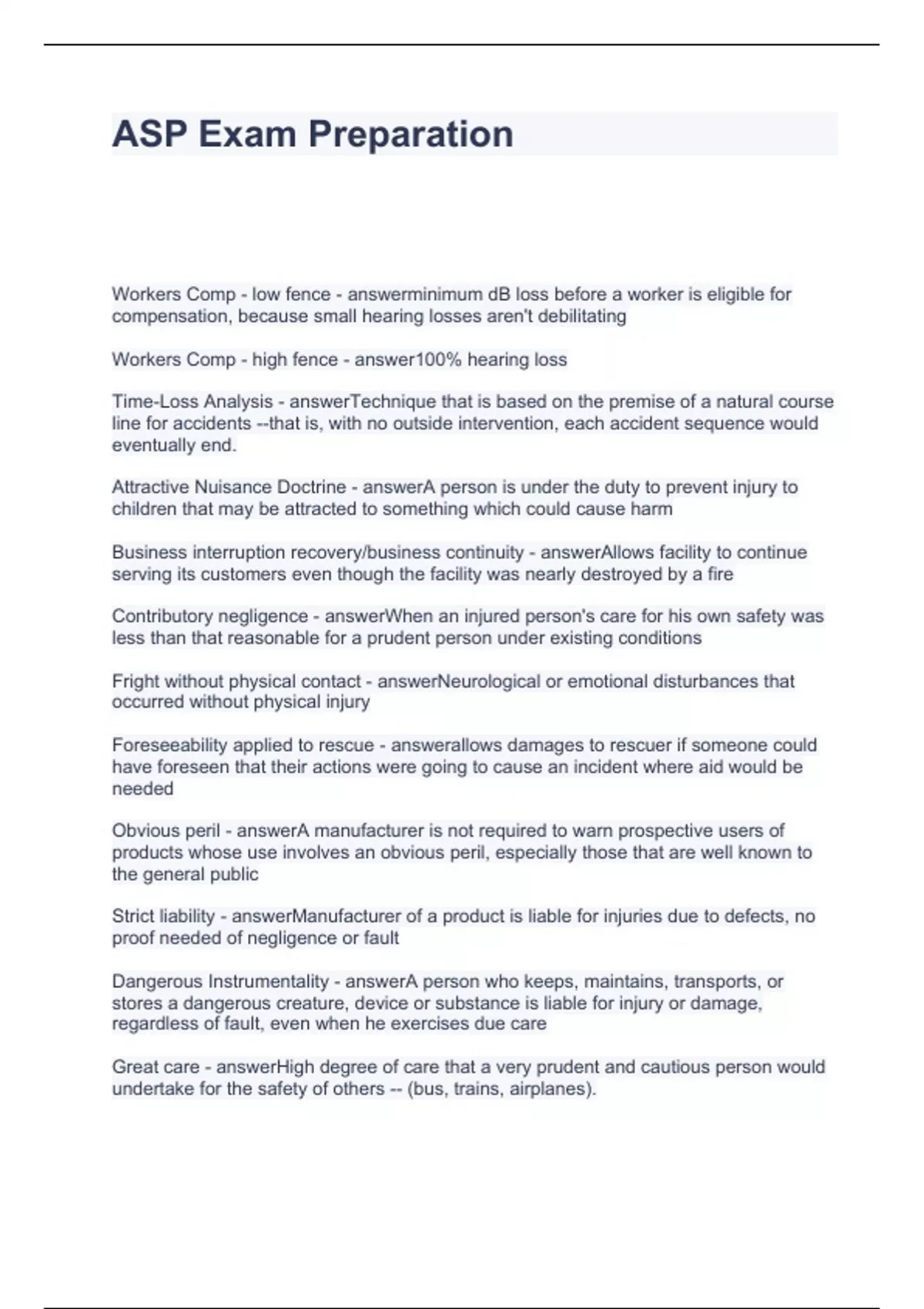 ASP Exam Preparation Questions with correct Answers 2024 - ASP - Stuvia US