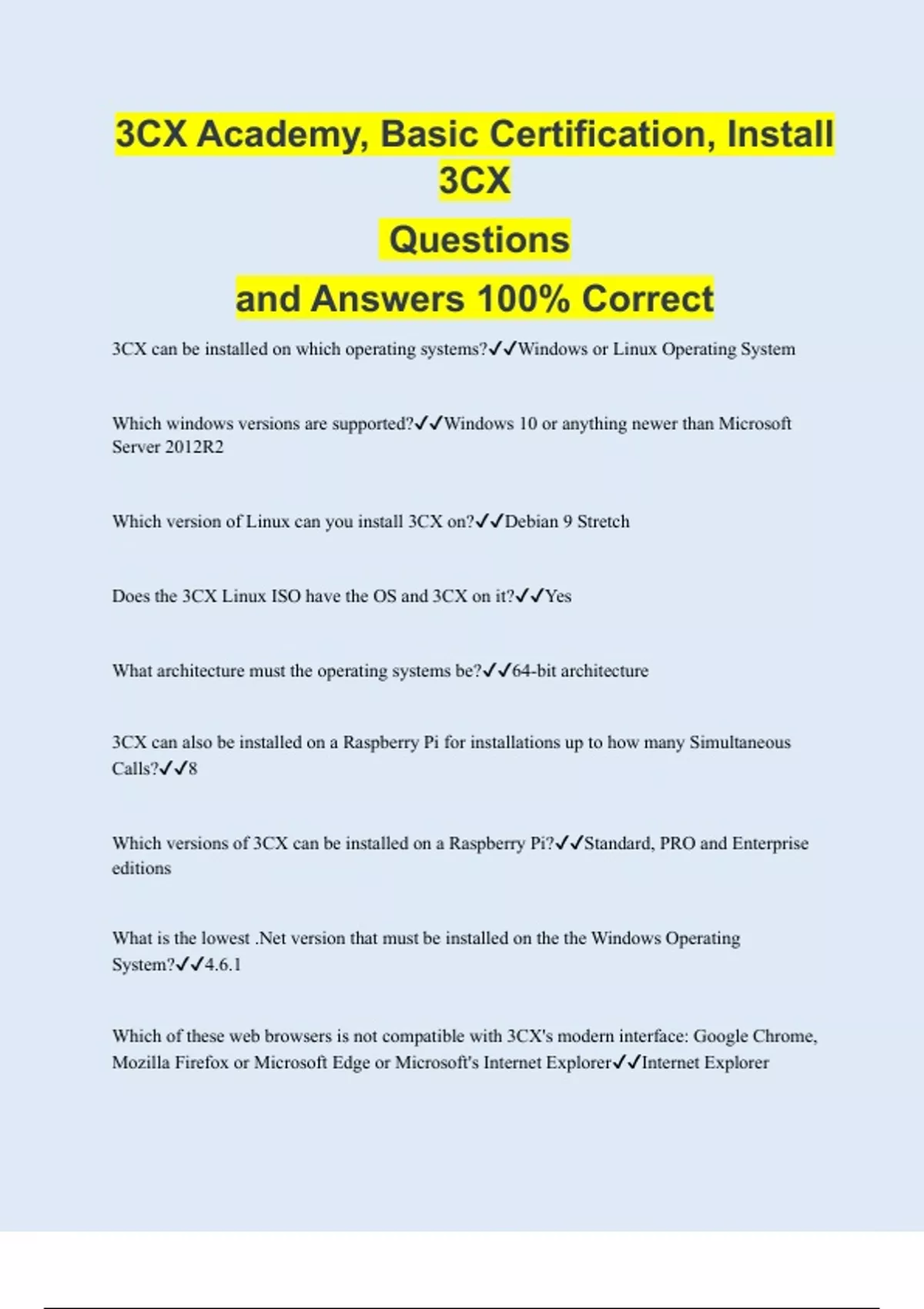 3CX Academy, Basic Certification, Install 3CX Questions and Answers 100 ...