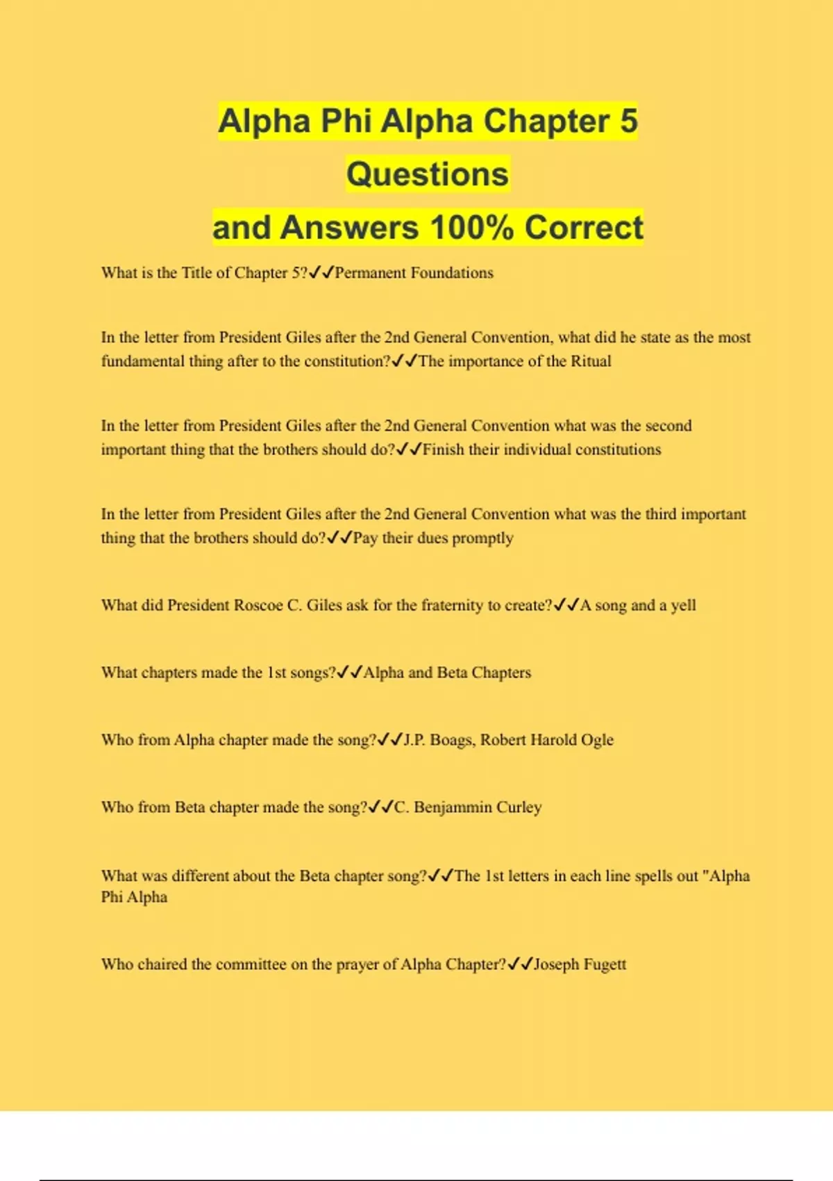 Alpha Phi Alpha Chapter 5 Questions and Answers 100% Correct - Alpha Phi Alpha - Stuvia US