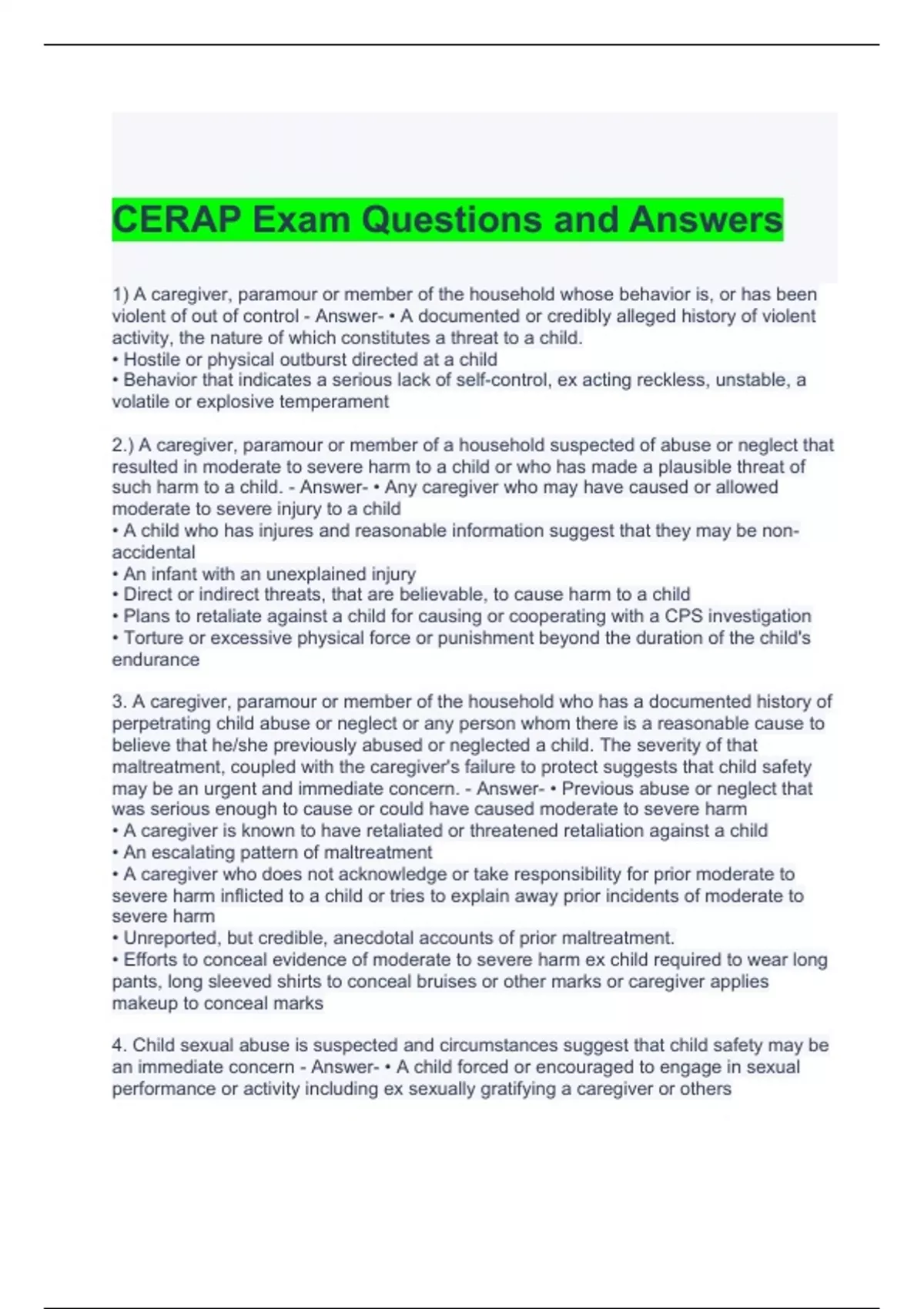 CERAP Exam Questions and Answers (Graded A) - CERAP - Stuvia US