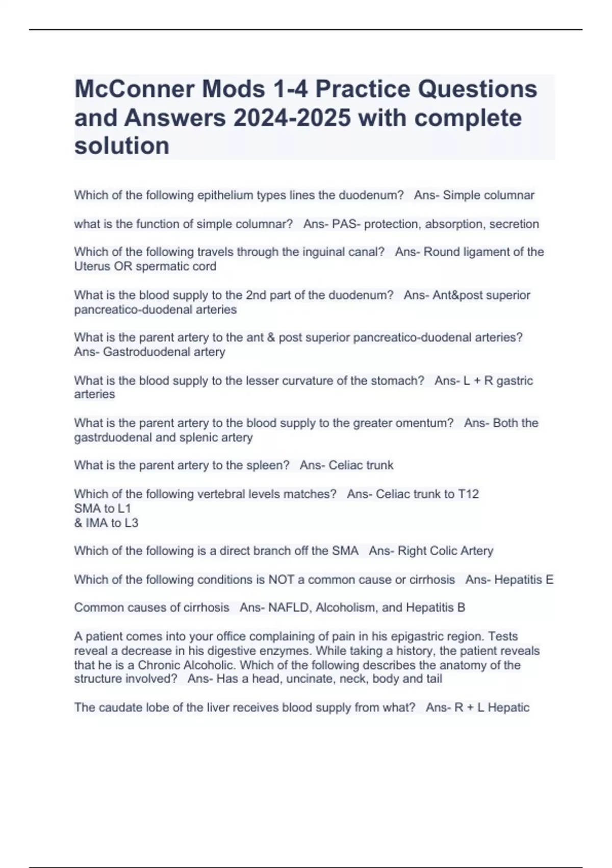 McConner Mods 1-4 Practice Questions and Answers with complete solution ...