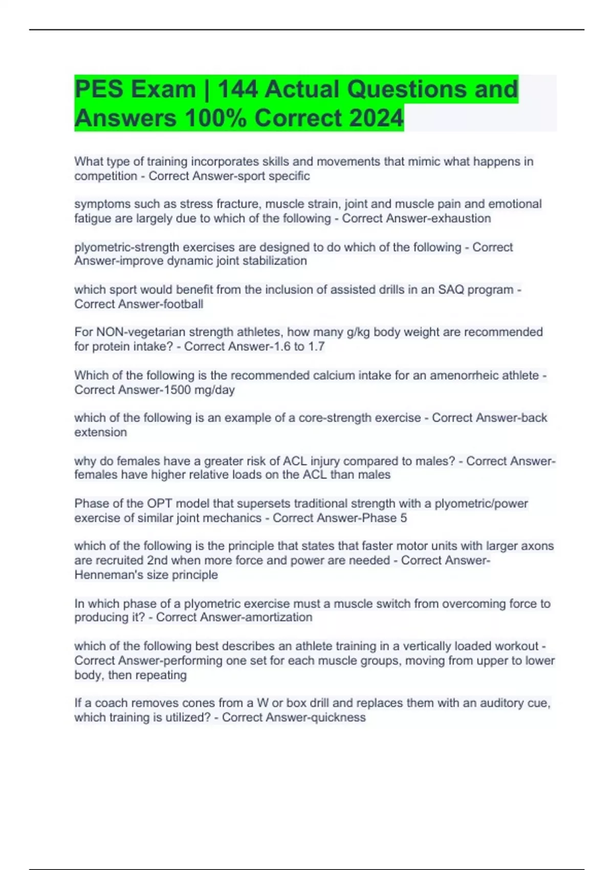 PES Exam | 144 Actual Questions and Answers 100% Correct 2024 - Pes ...