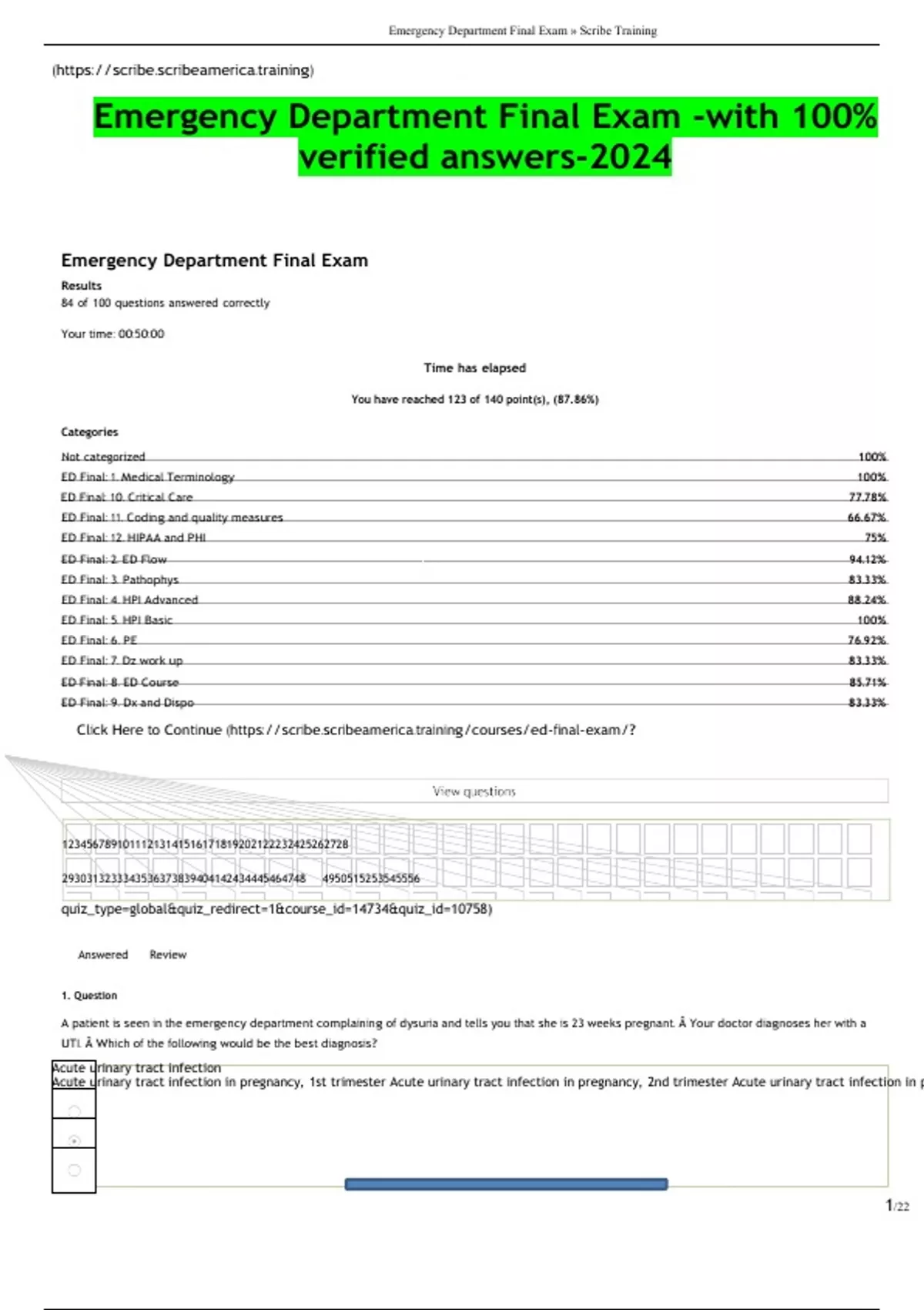 Emergency Department Final Exam -with 100% verified answers-2024 ...