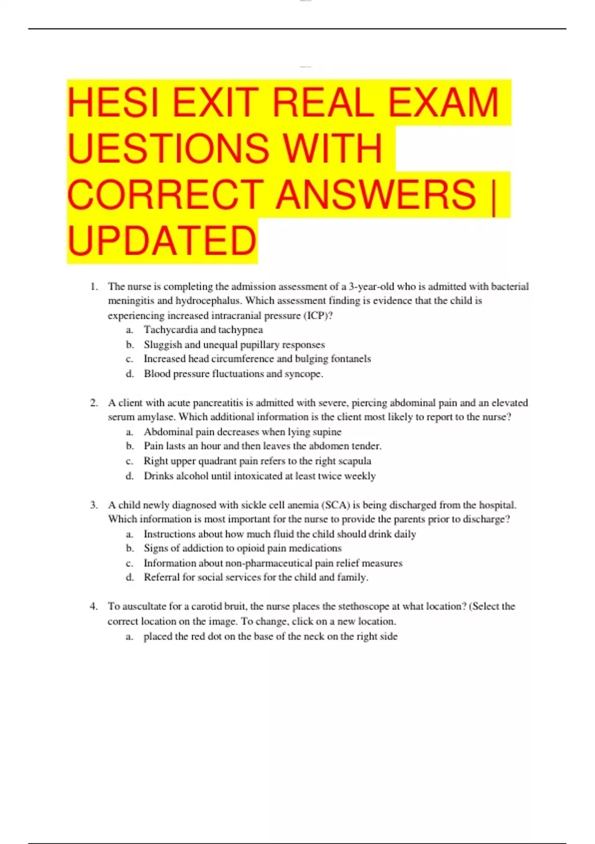 HESI EXIT REAL EXAM QUESTIONS WITH CORRECT ANSWERS | UPDATED - Hesi ...