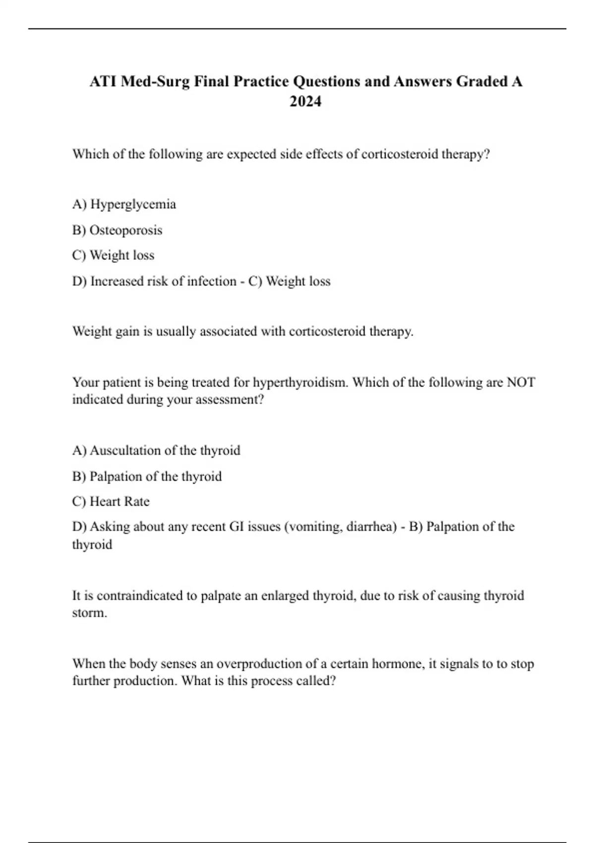 ATI HESI MED SURG FINAL EXAM COMPLETE STUDY GUIDE BUNDLE GRADED A 2024 ...