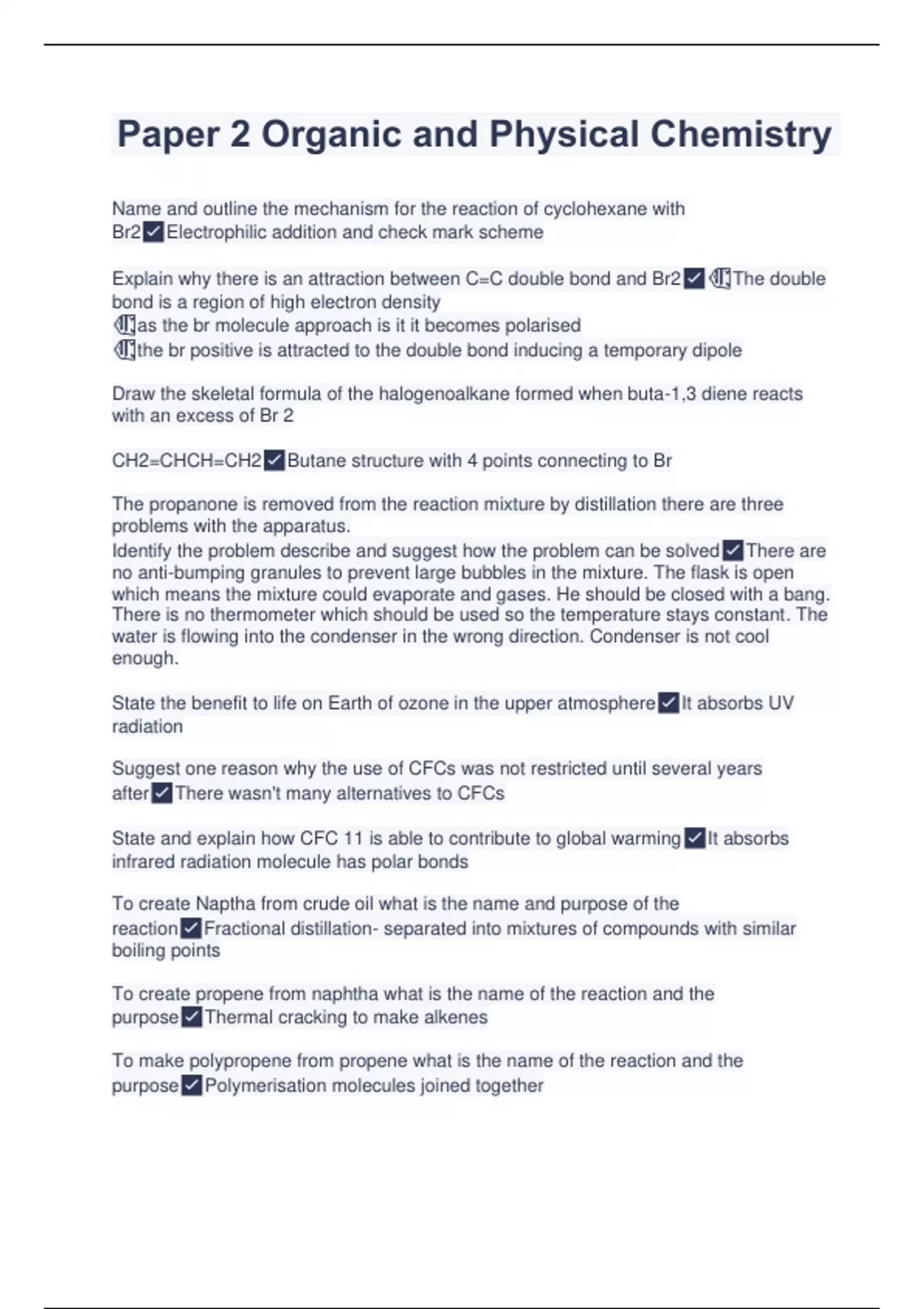 Paper 2 Organic and Physical Chemistry - Chemistry - Stuvia US