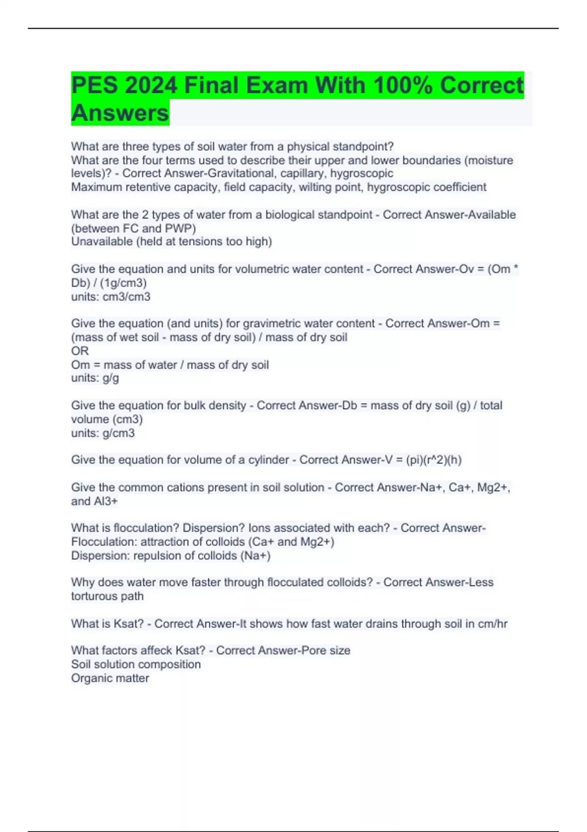 PES 2024 Final Exam With 100% Correct Answers - Pes - Stuvia US