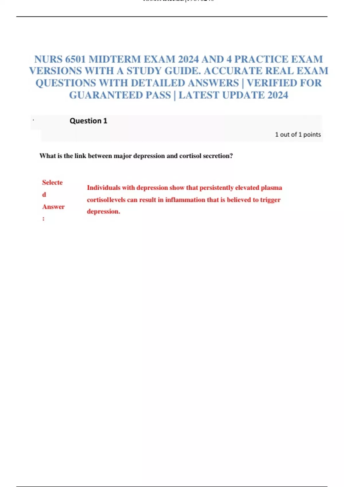 NURS 6501 MIDTERM EXAM 2024 AND 4 PRACTICE EXAM VERSIONS WITH A STUDY GUIDE. ACCURATE REAL EXAM ...