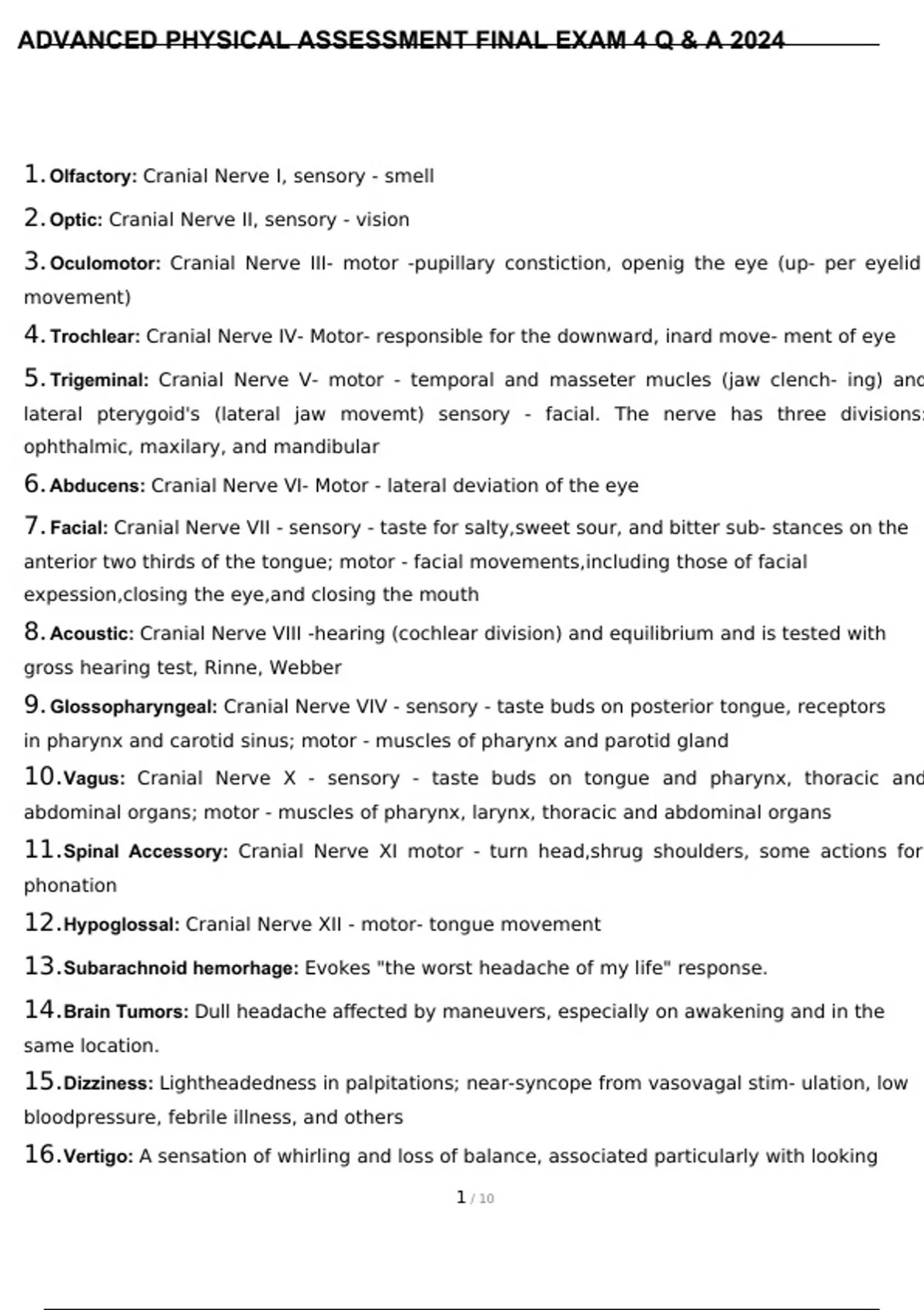 ADVANCED PHYSICAL ASSESSMENT FINAL EXAM 4 Q & A 2024 - NR 509 Advanced ...