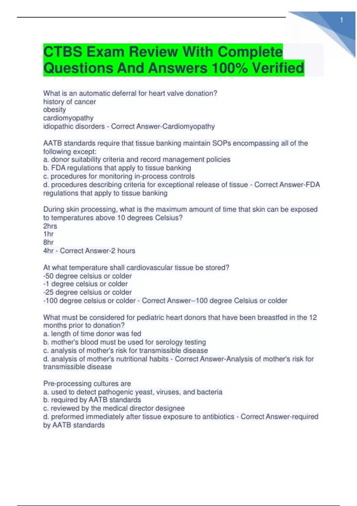 CTBS Exam Review With Complete Questions And Answers 100% Verified ...