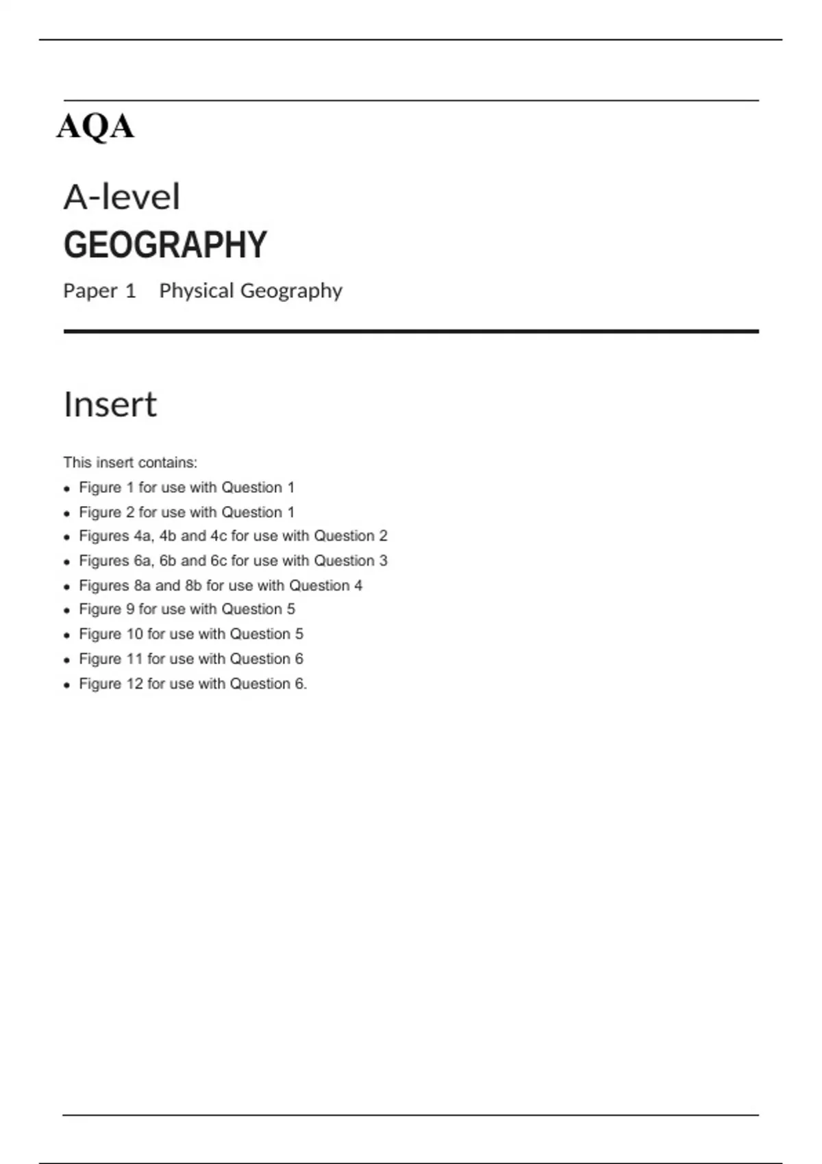 AQA A-level GEOGRAPHY Paper 1 Physical Geography may 2023 - AQA - Stuvia US