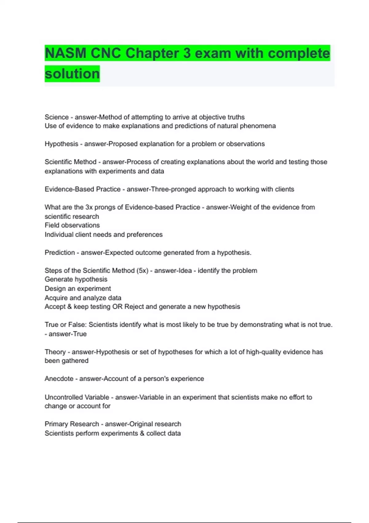 NASM CNC Chapter 3 exam with complete solution - NASM CNC Chapter 3 exm ...