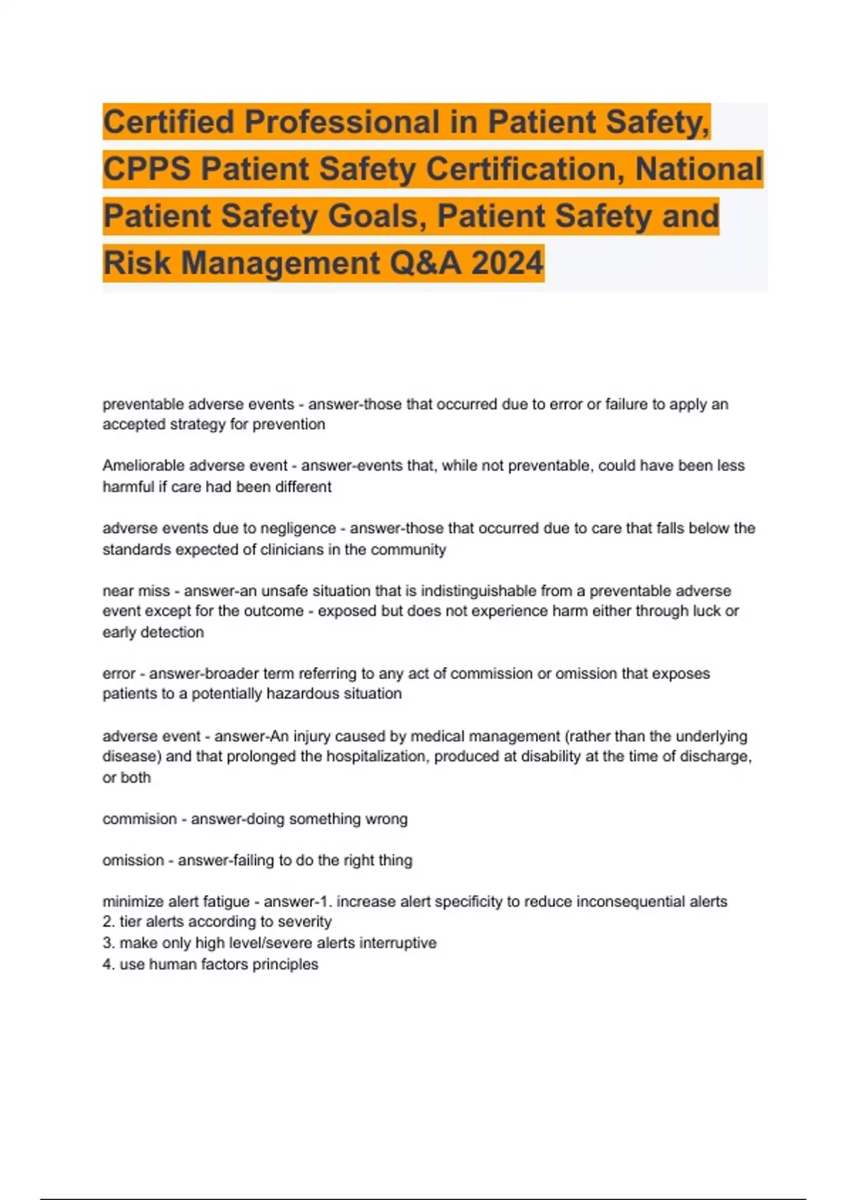 Certified Professional in Patient Safety, CPPS Patient Safety Certification, National Patient ...