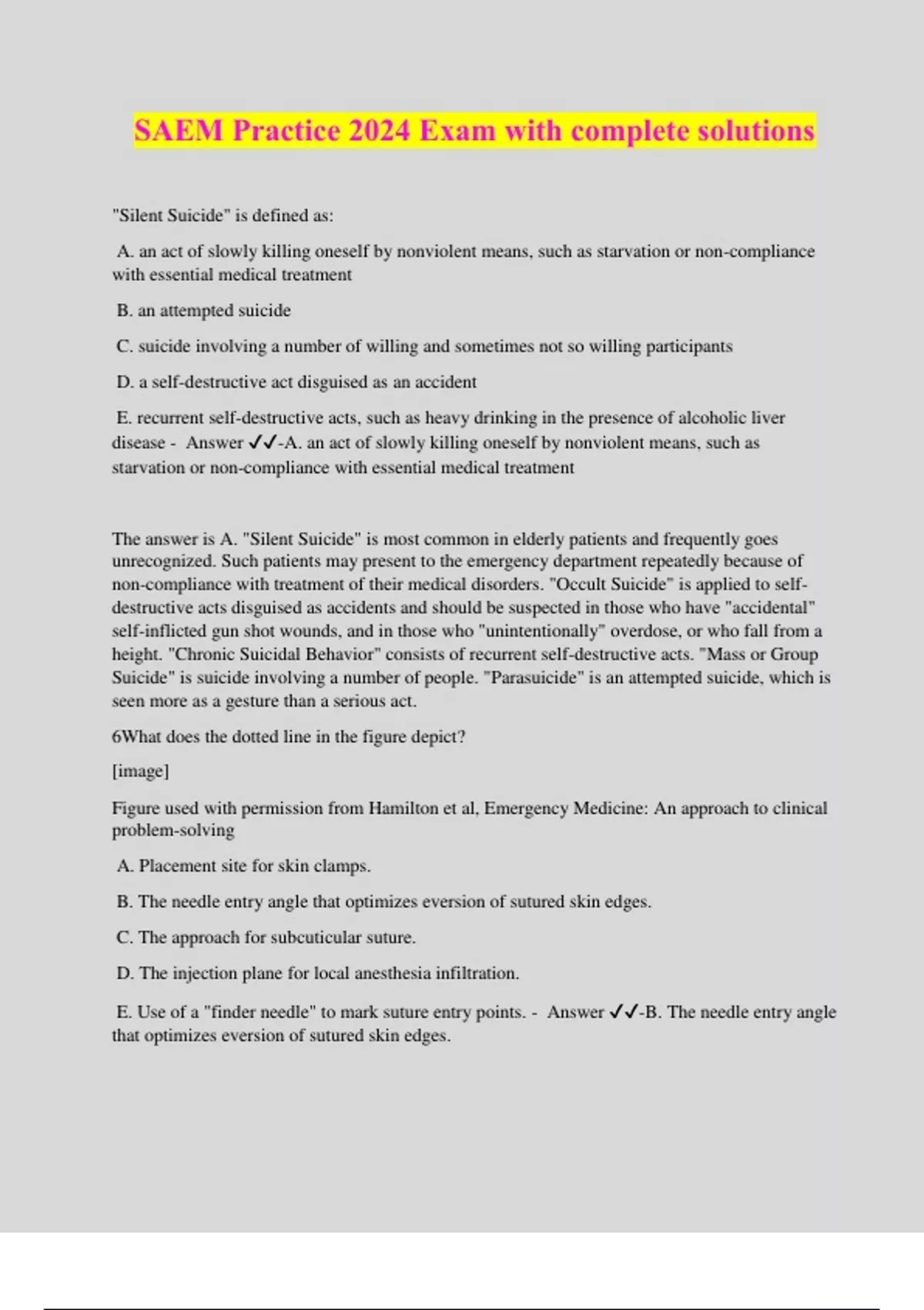 SAEM Practice 2024 Exam with complete solutions - SAEM - Stuvia US