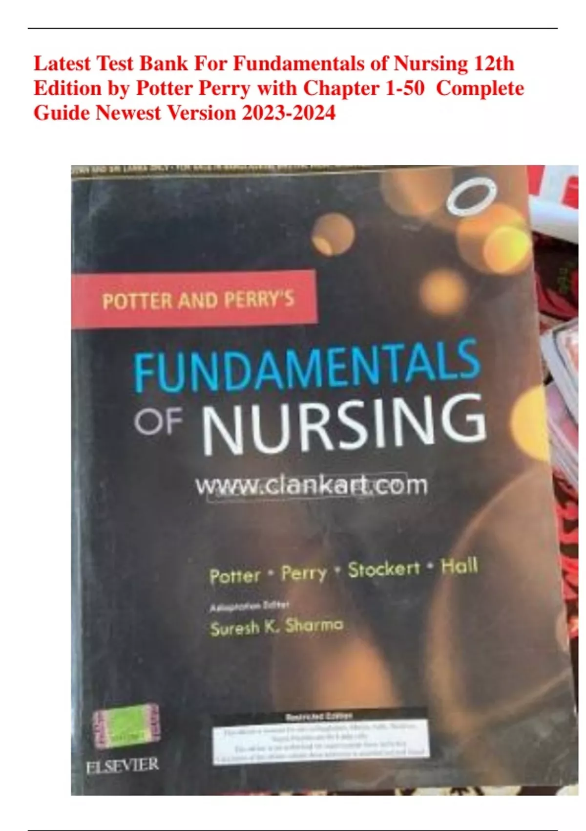 Latest Test Bank For Fundamentals of Nursing 12th Edition by Potter ...