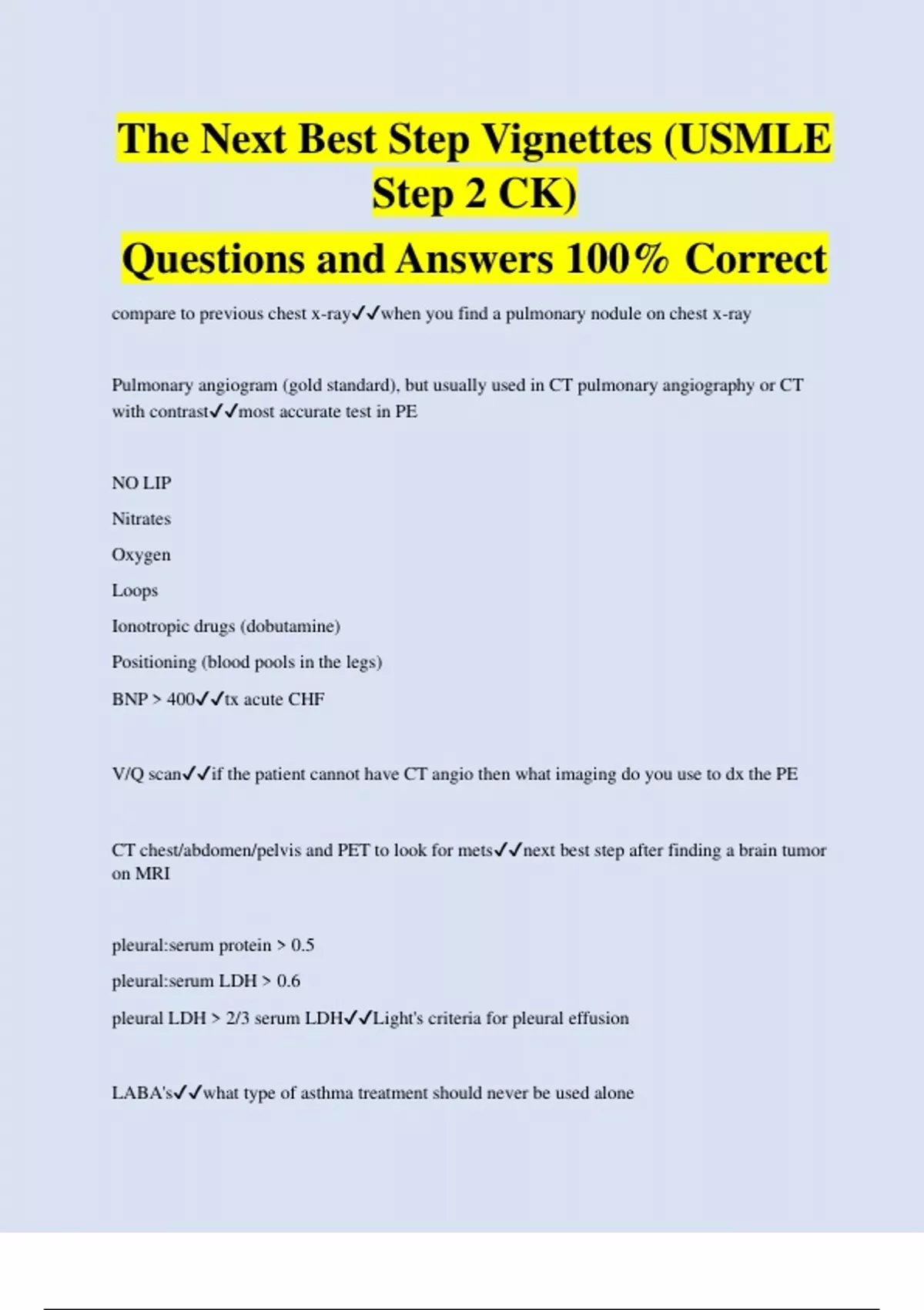 The Next Best Step Vignettes (USMLE Step 2 CK) Questions and Answers ...