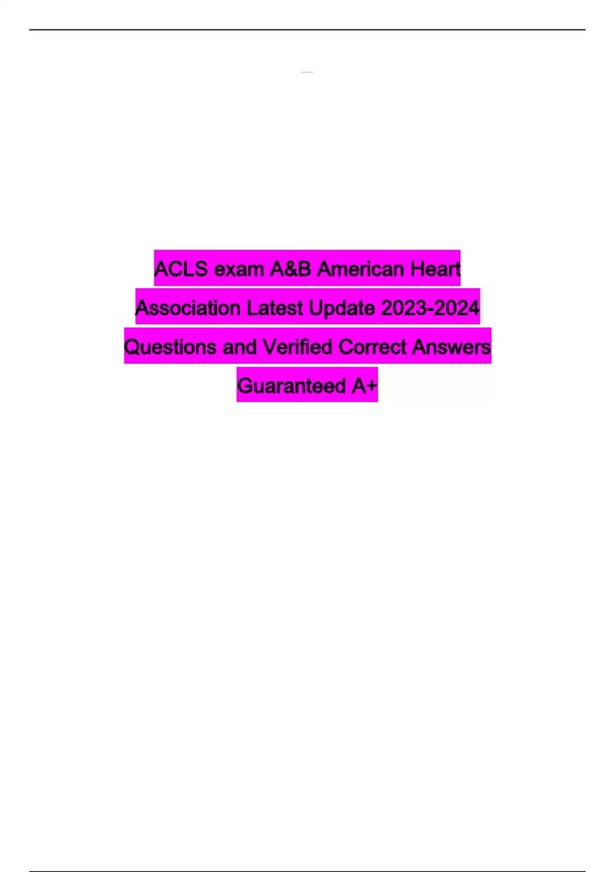 ACLS exam A&B American Heart Association Latest Update Questions and ...