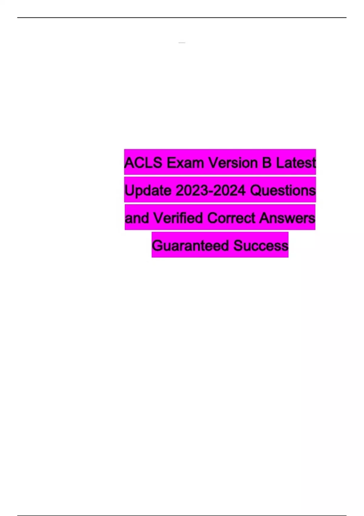 ACLS Exam Version B Latest Update Questions and Verified Correct ...