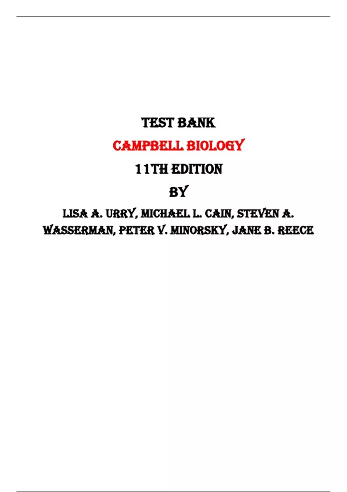 Test Bank For Campbell Biology 11th Edition By Lisa A. Urry, Michael L ...