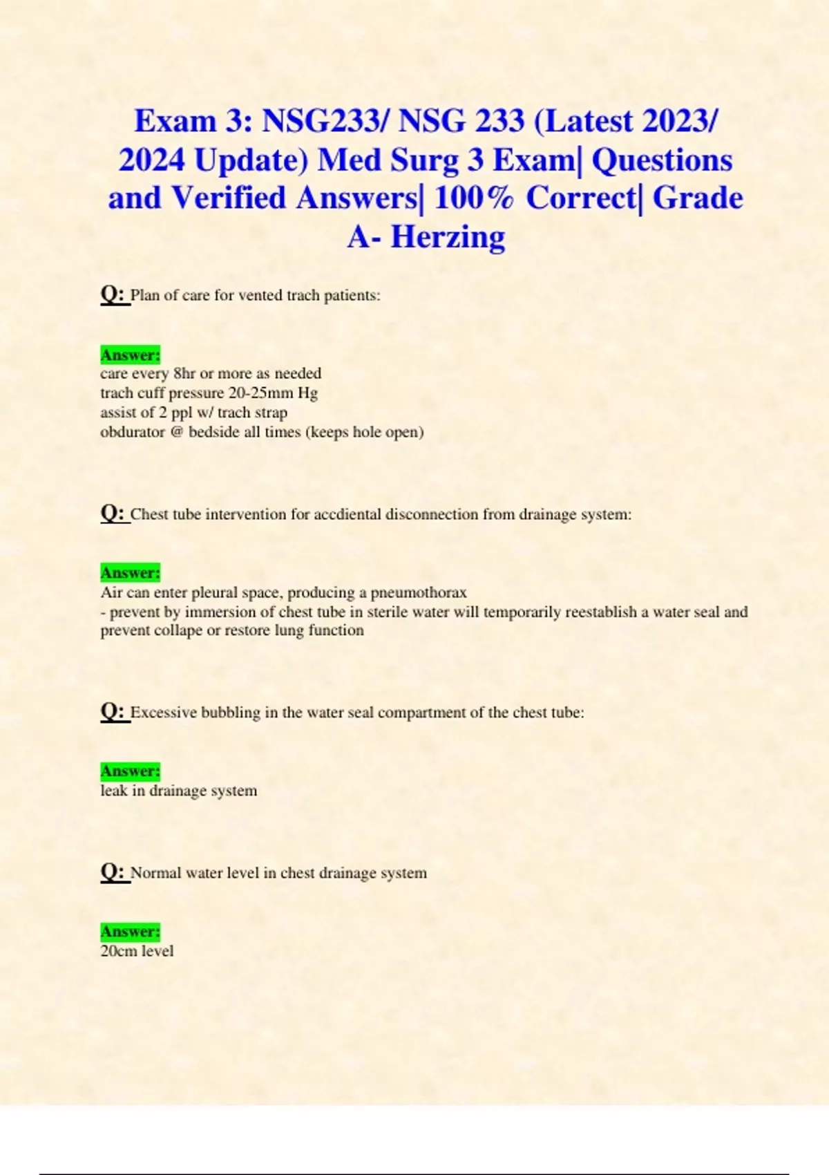 Exam 3: NSG233/ NSG 233 (Latest 2023/ 2024 Update) Med Surg 3 Exam ...