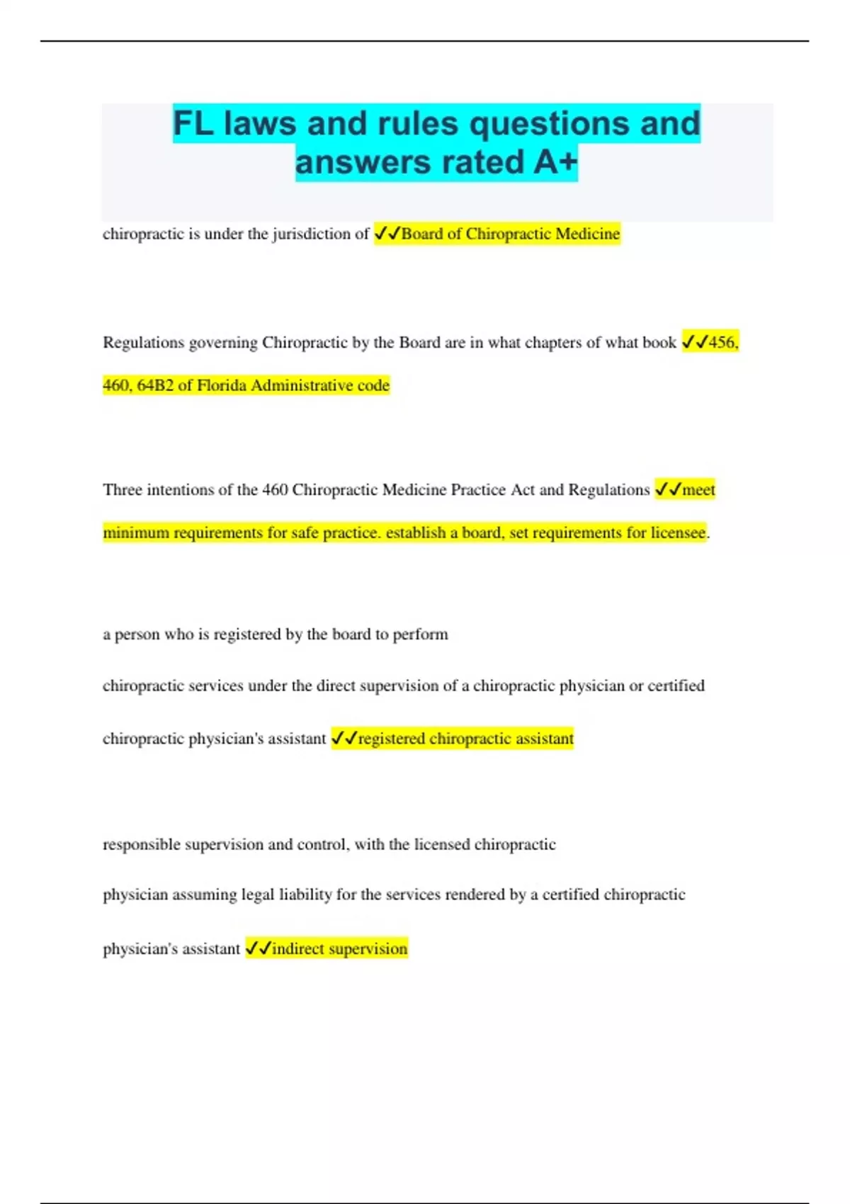 FL laws and rules questions and answers rated A+ - FL laws and rules ...