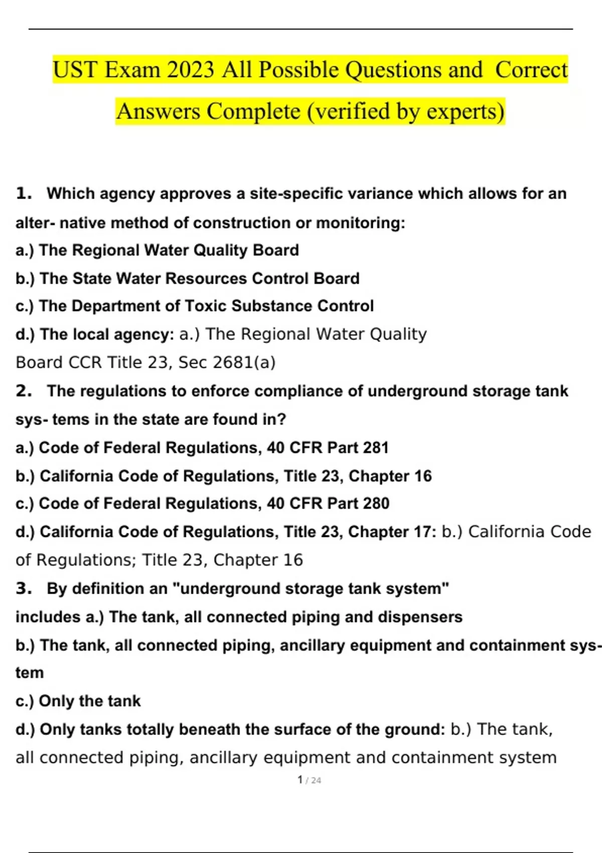 UST Exam 2023 All Possible Questions and Answers Complete - UST - Stuvia US