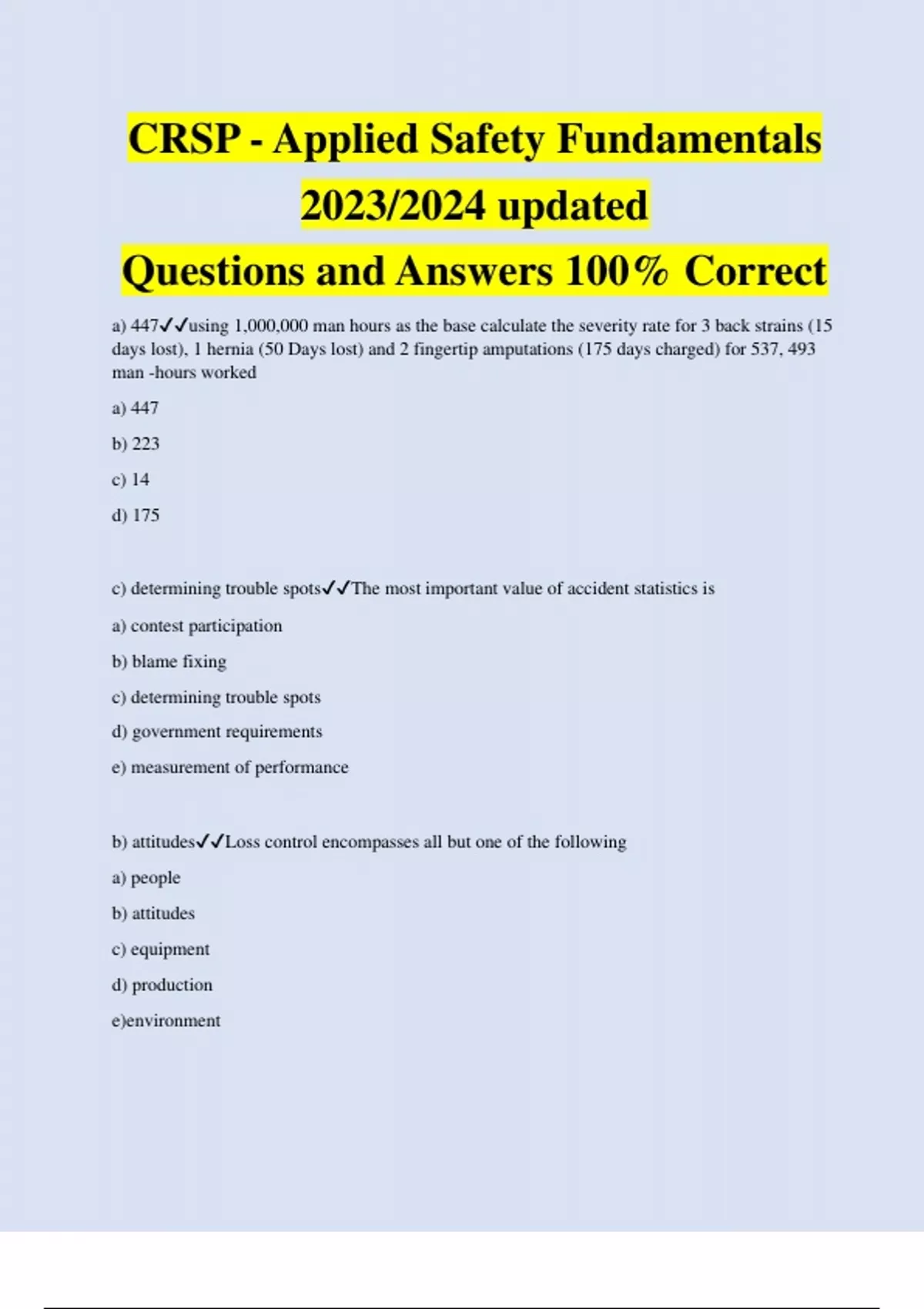 CRSP - Applied Safety Fundamentals 2023/2024 updated Questions and ...