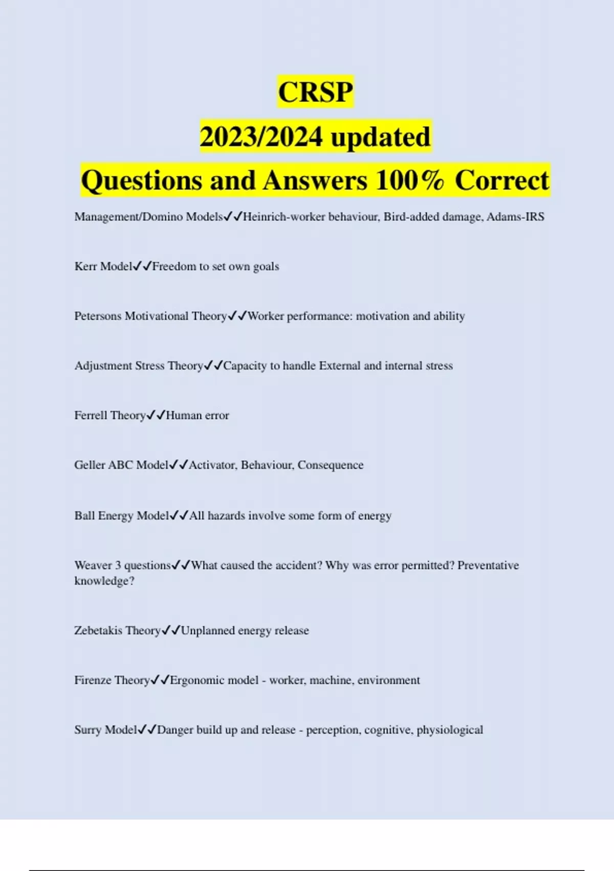 CRSP 2023/2024 updated Questions and Answers 100% Correct - CRSP ...