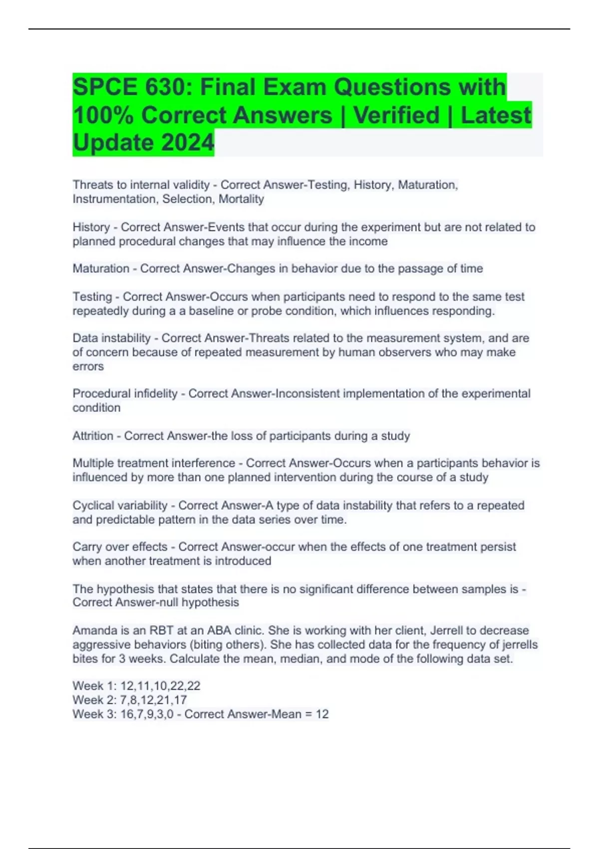 SPCE 630: Final Exam Questions with 100% Correct Answers | Verified ...