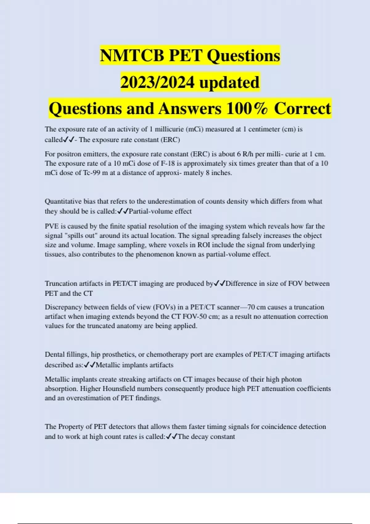 NMTCB PET Questions 2023/2024 updated Questions and Answers 100% ...