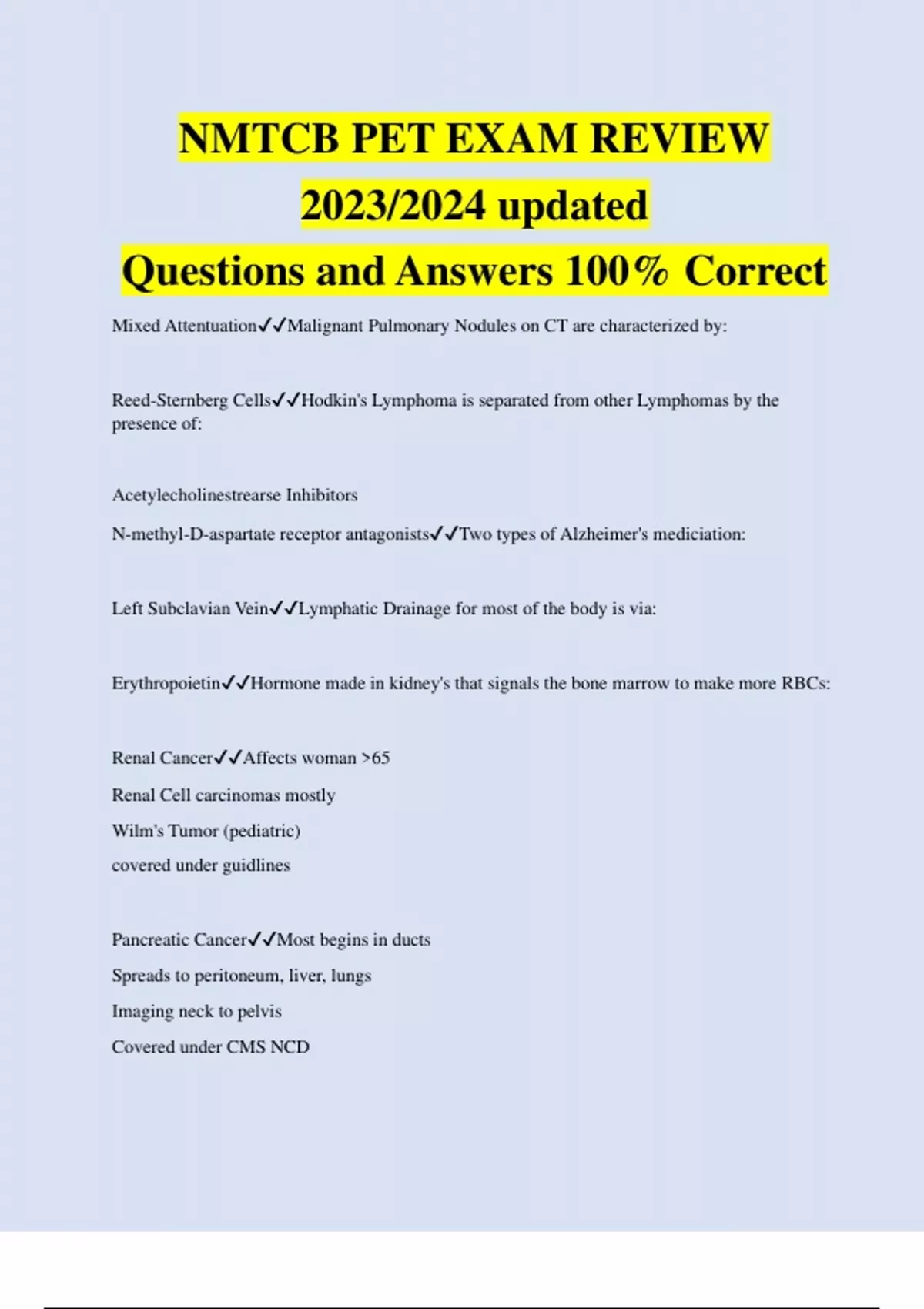 NMTCB PET EXAM REVIEW 2023/2024 updated Questions and Answers 100% ...