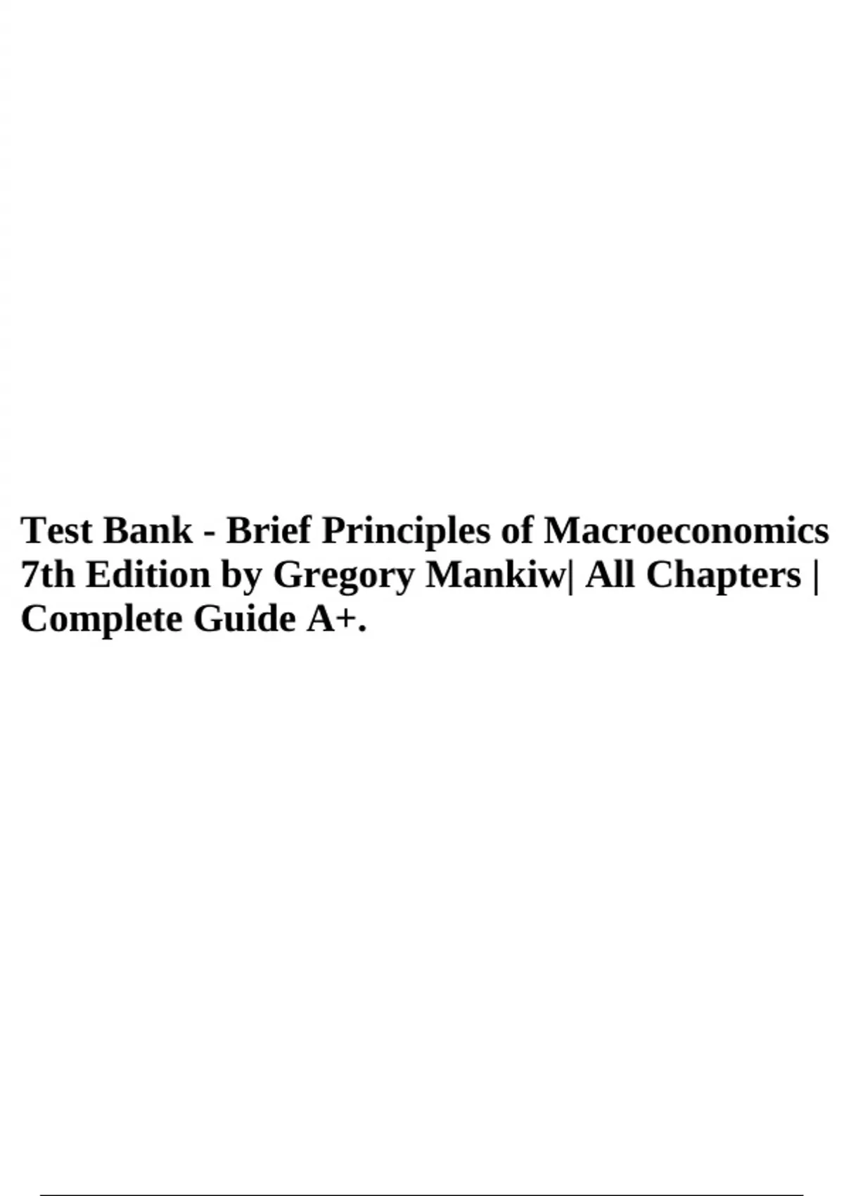 Test Bank for Principles of Macroeconomics 9th Edition by Case , Fair ...