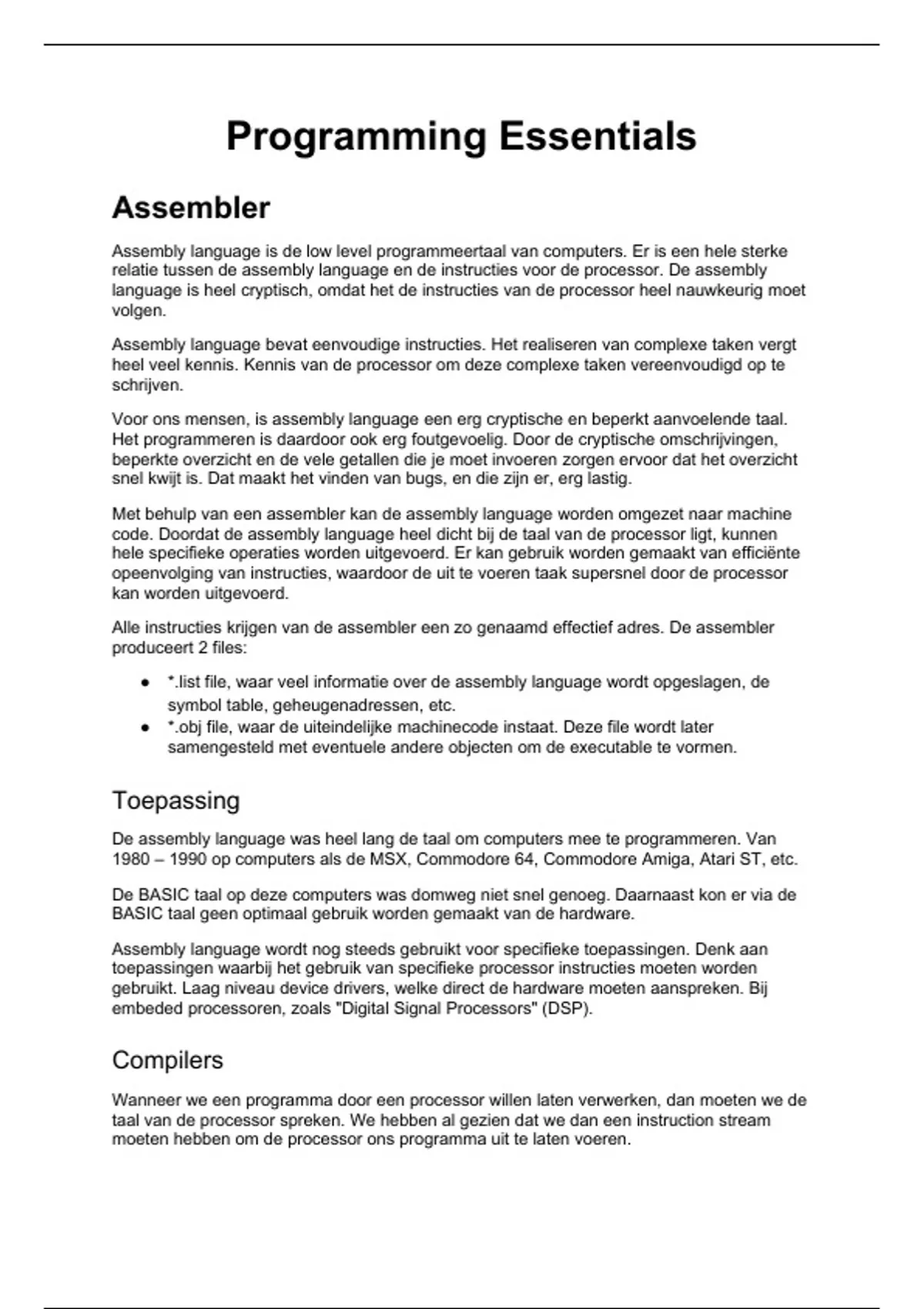 Samenvatting Diepgaande Inzichten in Assembly Language - Programming Essentials - Lesstof 4 ...