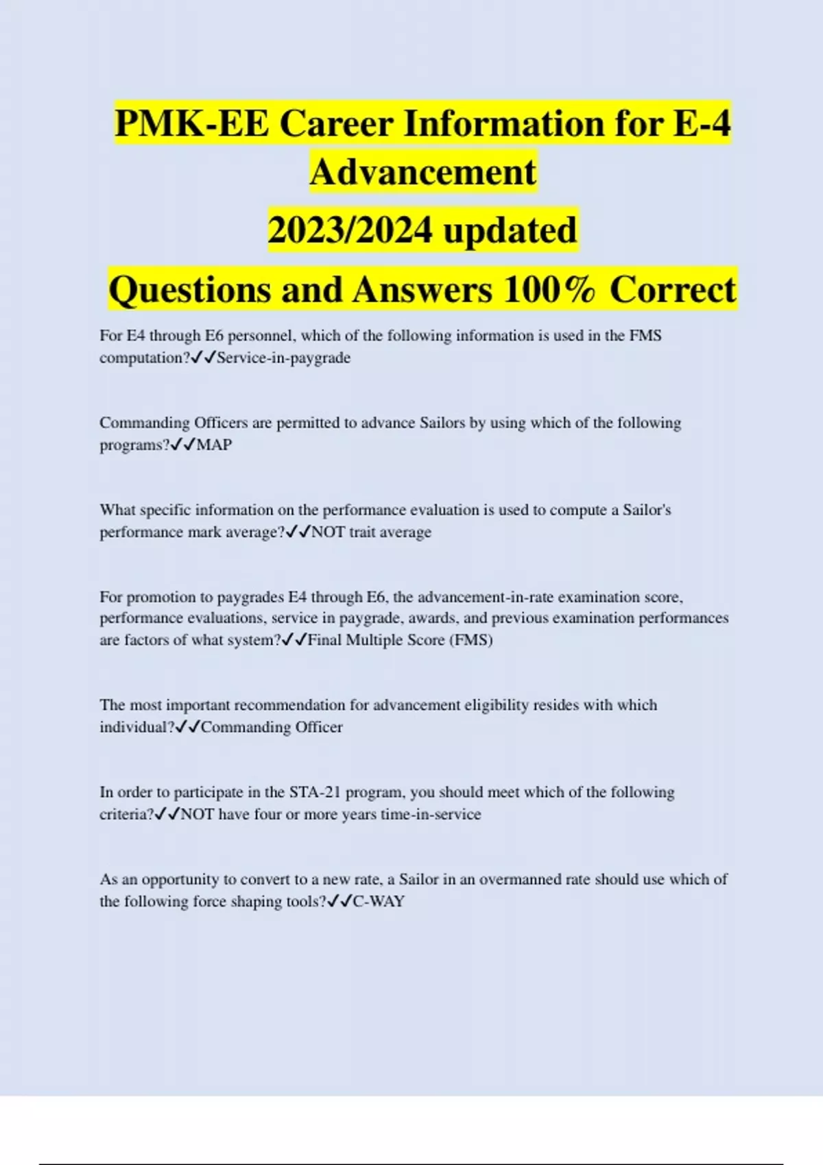 PMK-EE Career Information for E-4 Advancement 2023/2024 updated ...