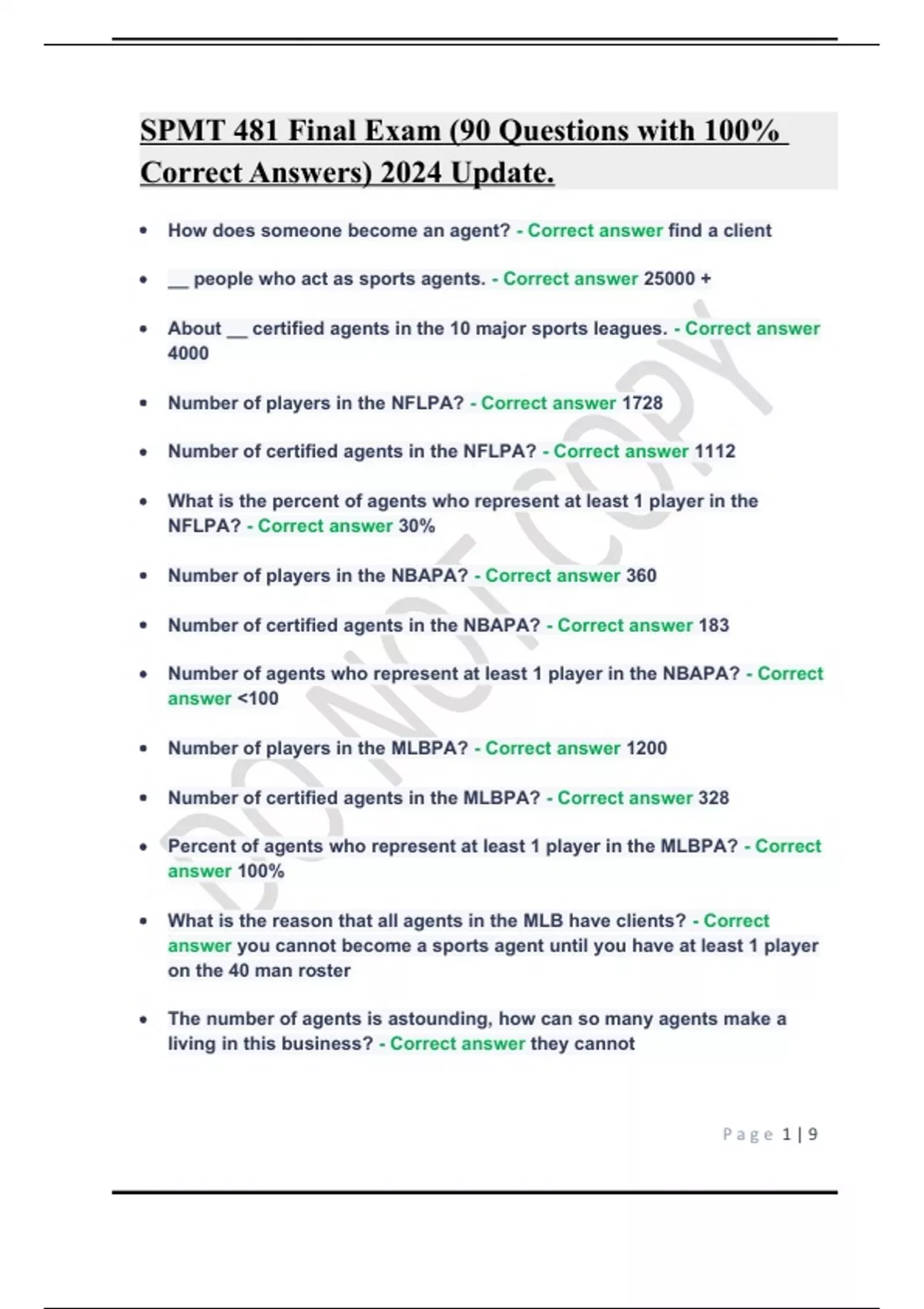 SPMT 481 Final Exam (90 Questions with 100% Correct Answers) 2024 ...