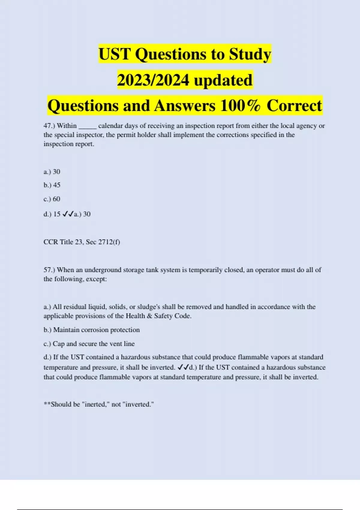 UST Questions to Study 2023/2024 updated Questions and Answers 100% Correct - UST - Stuvia US