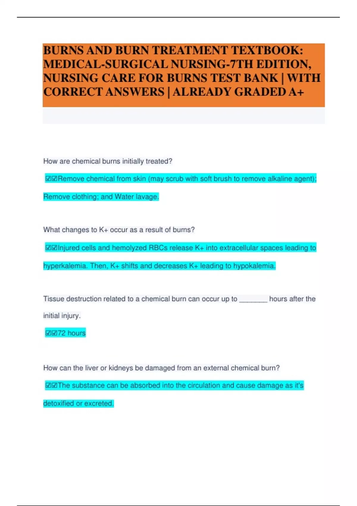 BURNS AND BURN TREATMENT TEXTBOOK: MEDICAL-SURGICAL NURSING-7TH EDITION ...