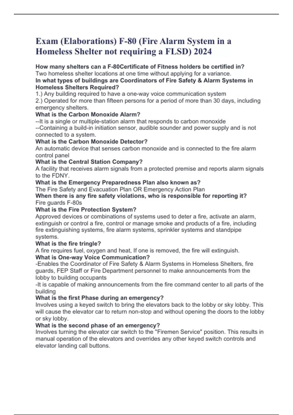 Exam (Elaborations) F-80 (Fire Alarm System in a Homeless Shelter not ...