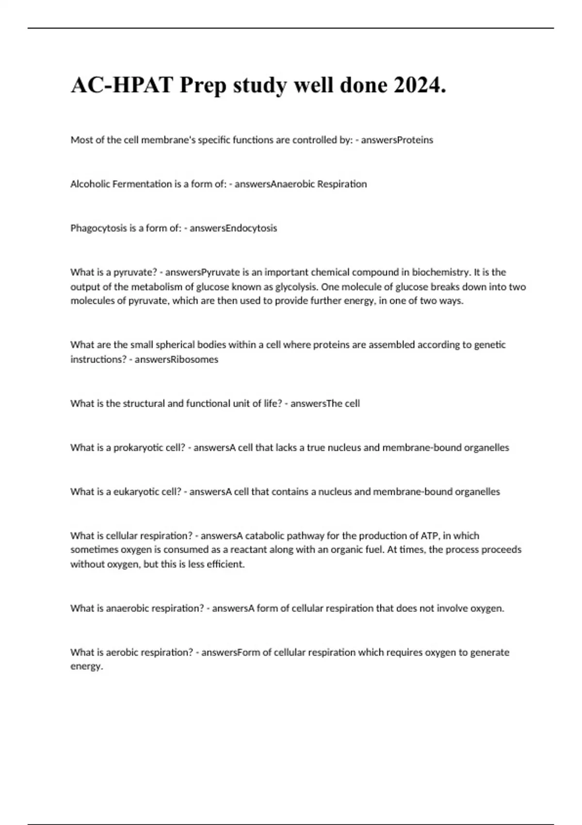 AC-HPAT Prep study well done 2024 - AC-HPAT - Stuvia US