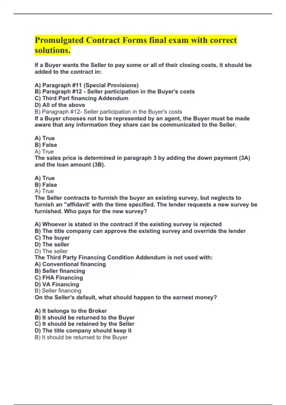 Promulgated Contract Forms final exam with correct solutions ...