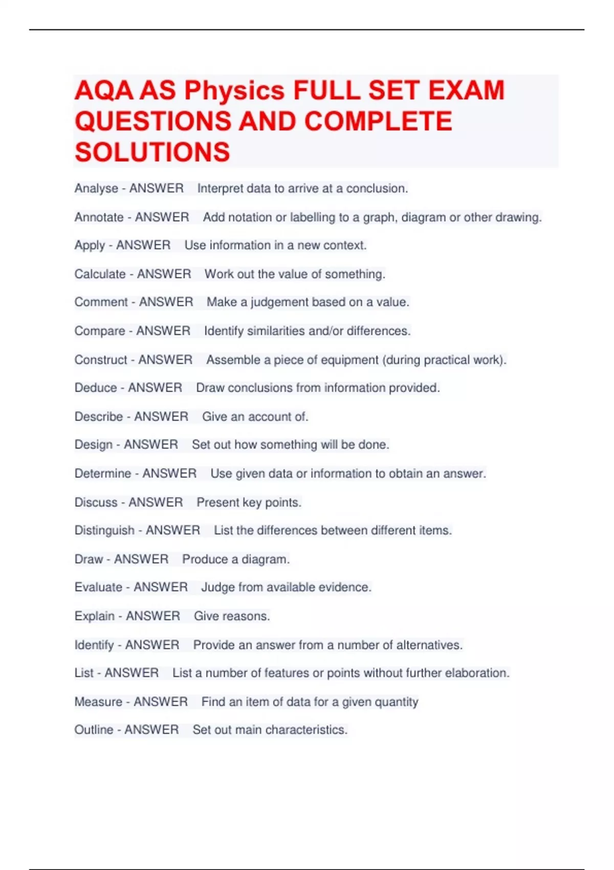 AQA AS Physics FULL SET EXAM QUESTIONS AND COMPLETE SOLUTIONS - AQA AS ...