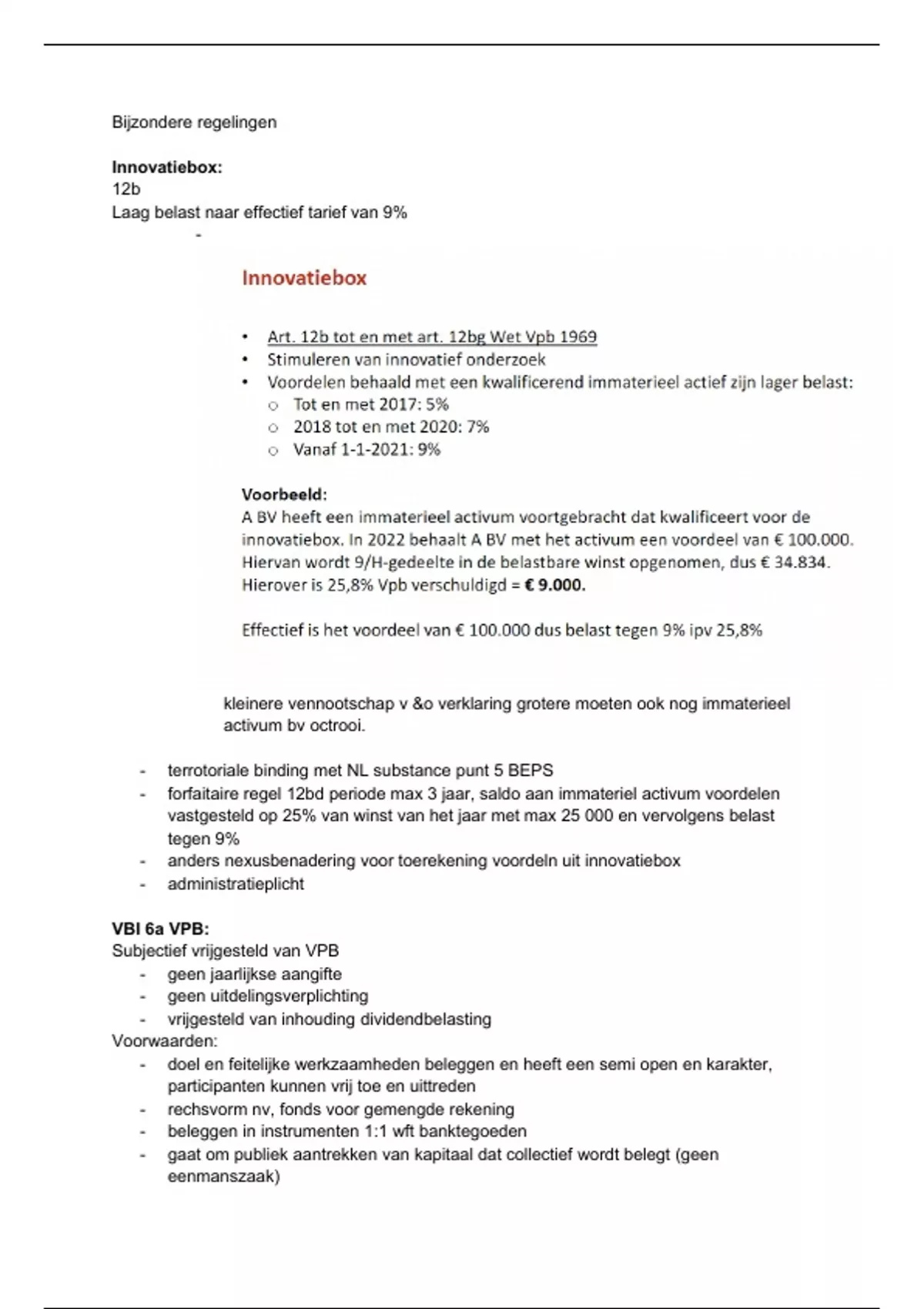 Samenvatting Stappenplan bijzondere regelingen - Vennootschapsbelasting (4VENBENL) - Stuvia NL