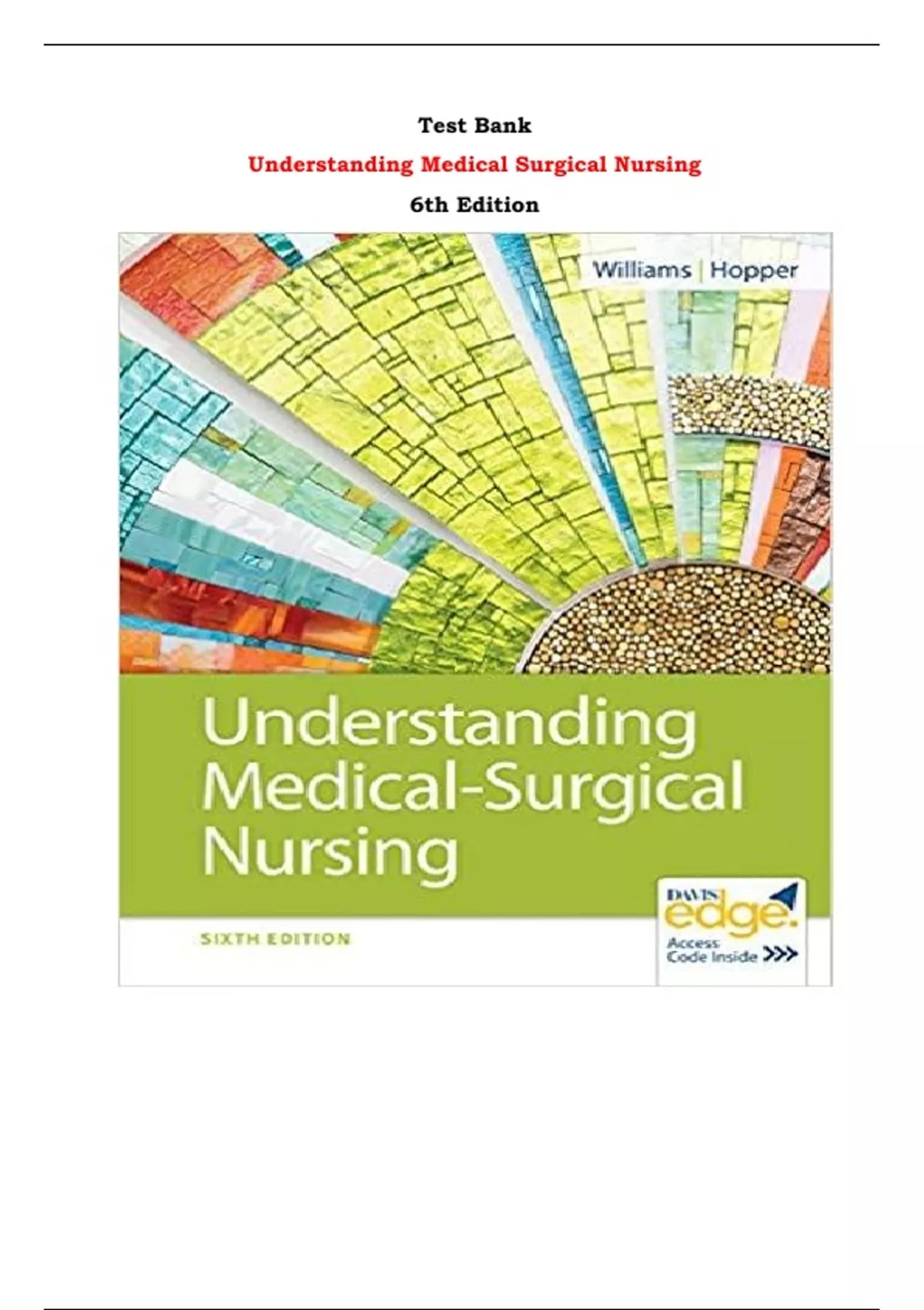 Understanding Medical Surgical Nursing 6th Edition Test Bank By Linda S ...